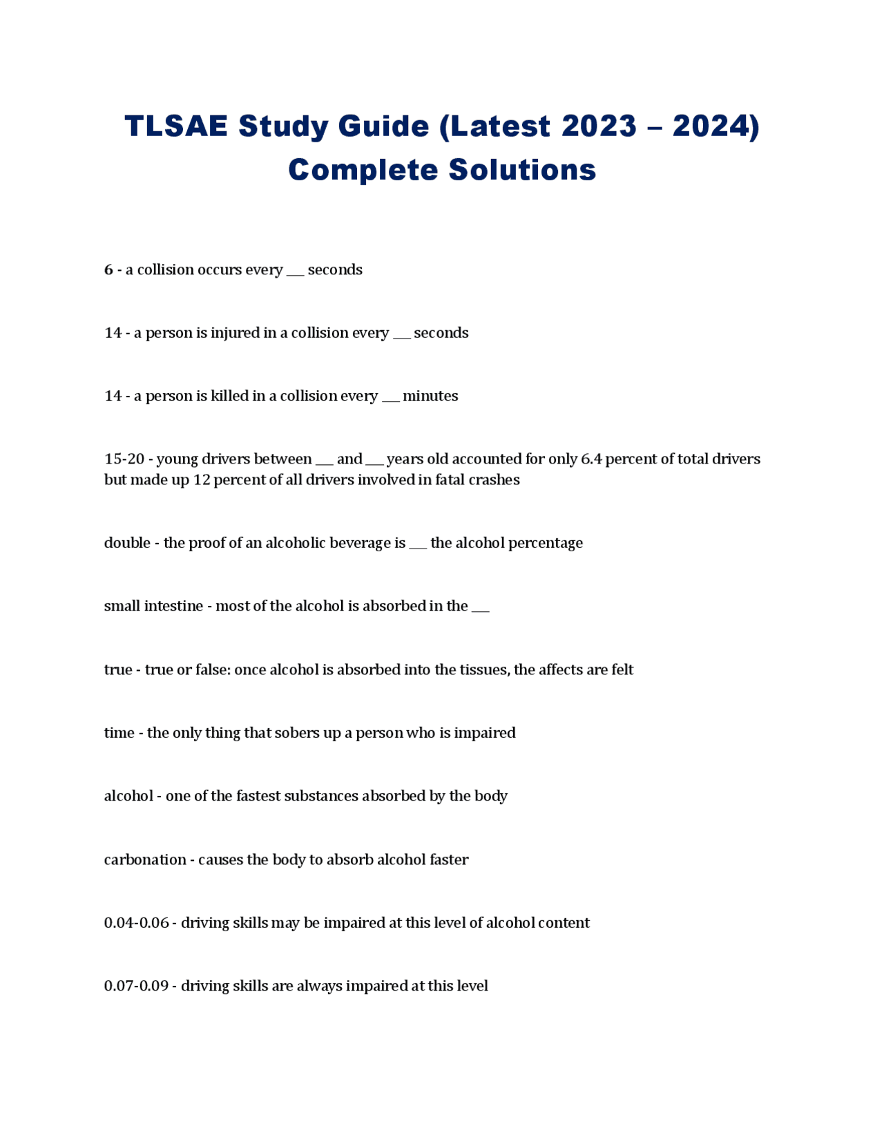 TLSAE Study Guide (Latest 2023 – 2024) Complete Solutions | Exams ...