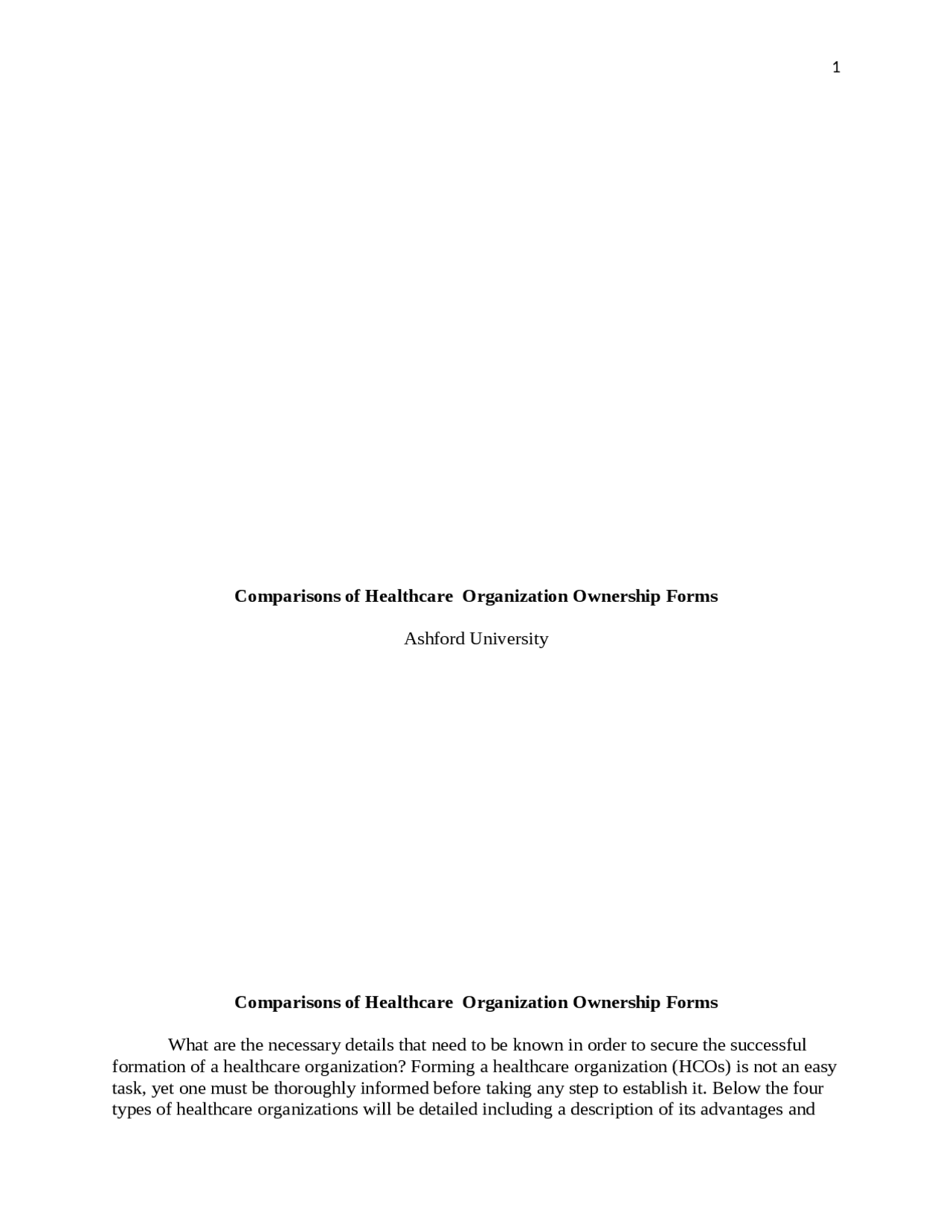 Comparisons of Healthcare Organization Ownership Forms Ashf | Lecture ...