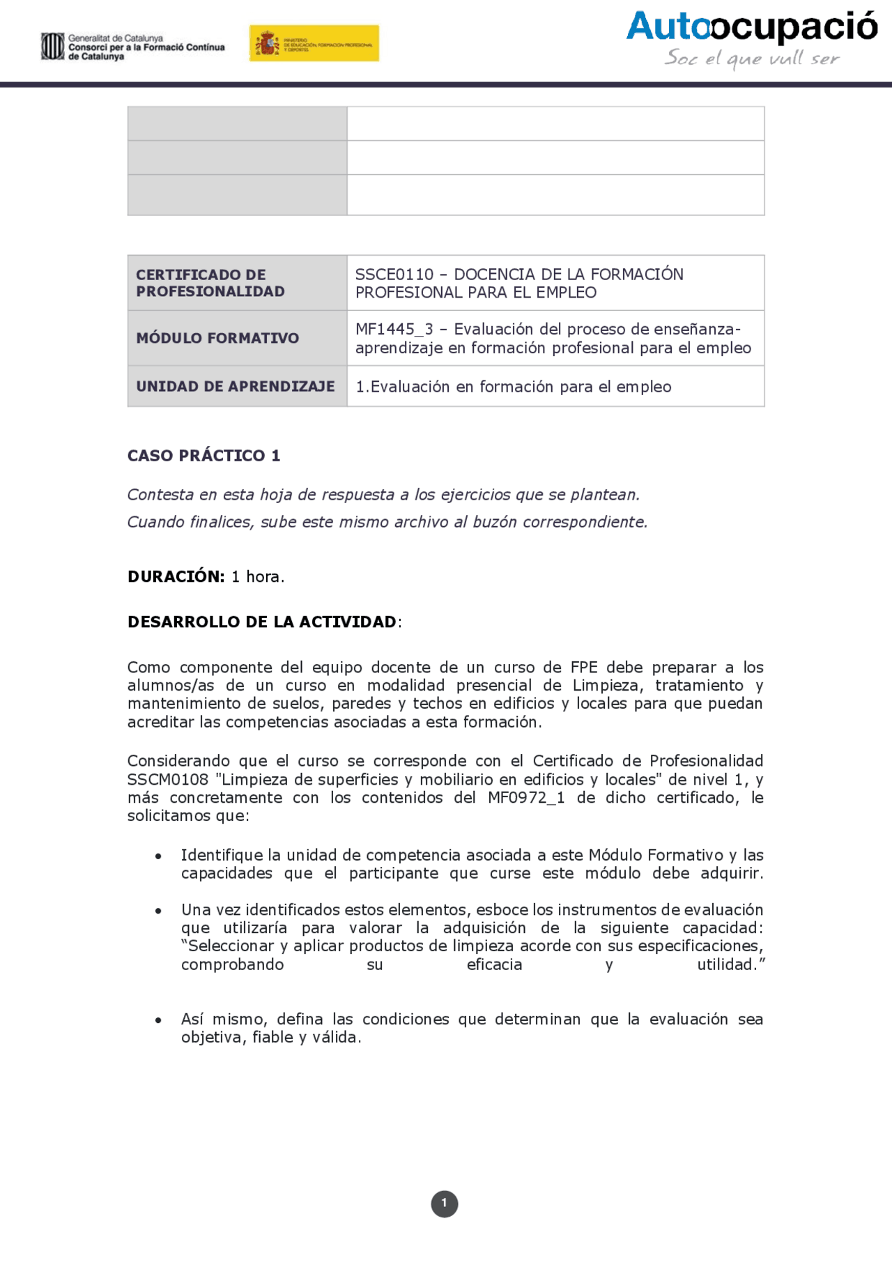 Ejercicio - Elaboración de pruebas para la evaluación | Ejercicios de Ciencias Aplicadas a la ...