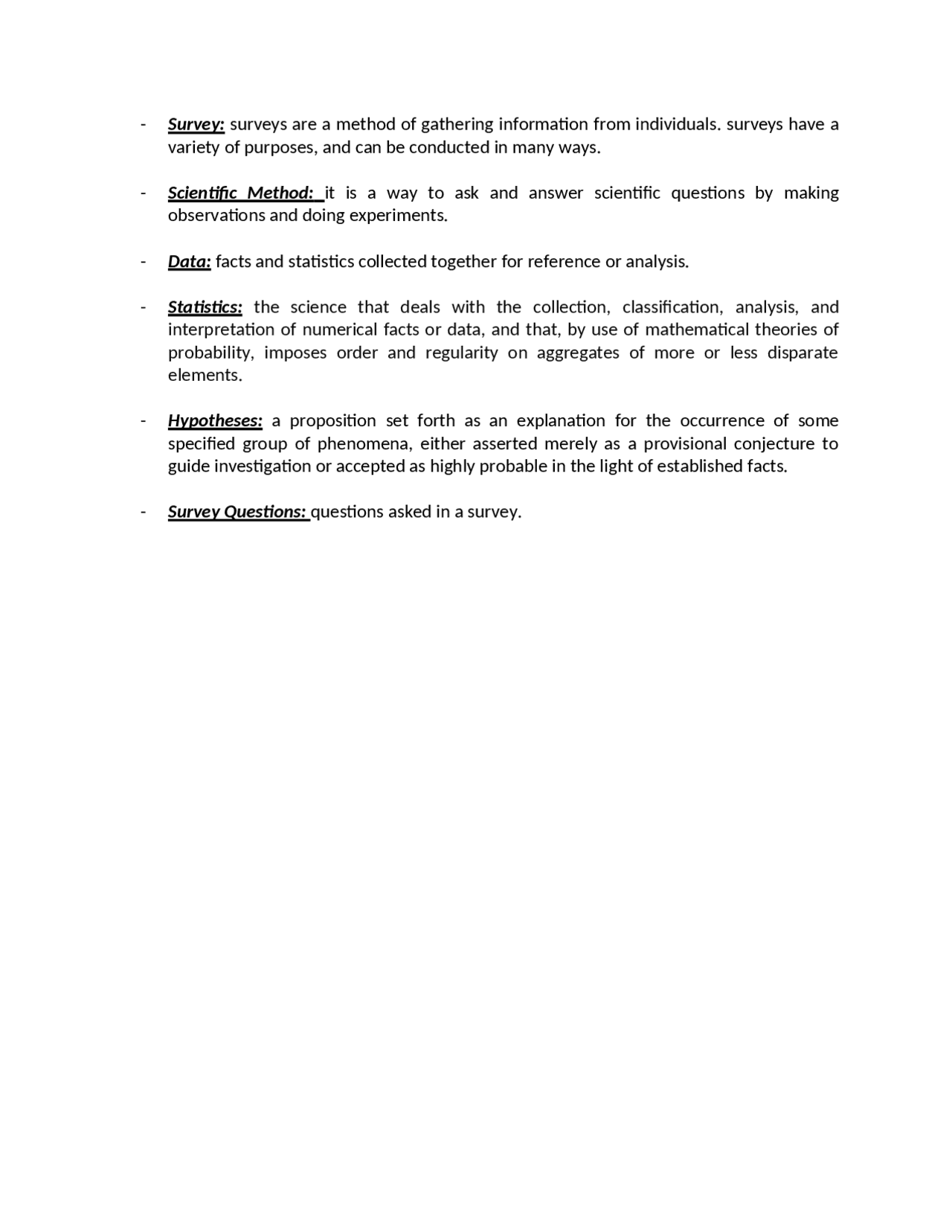 Survey Technology class | Ejercicios de Tecnología | Docsity