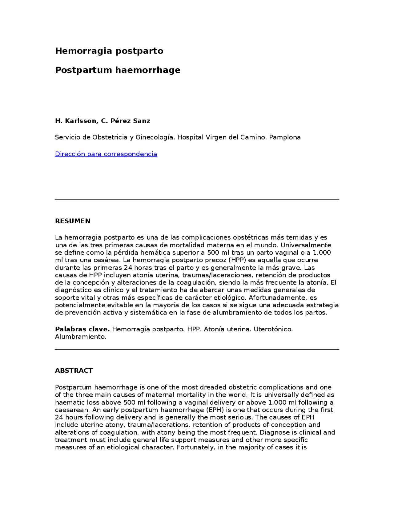 Hemorragia postparto precoz: causas, diagnóstico y tratamiento | Guías ...