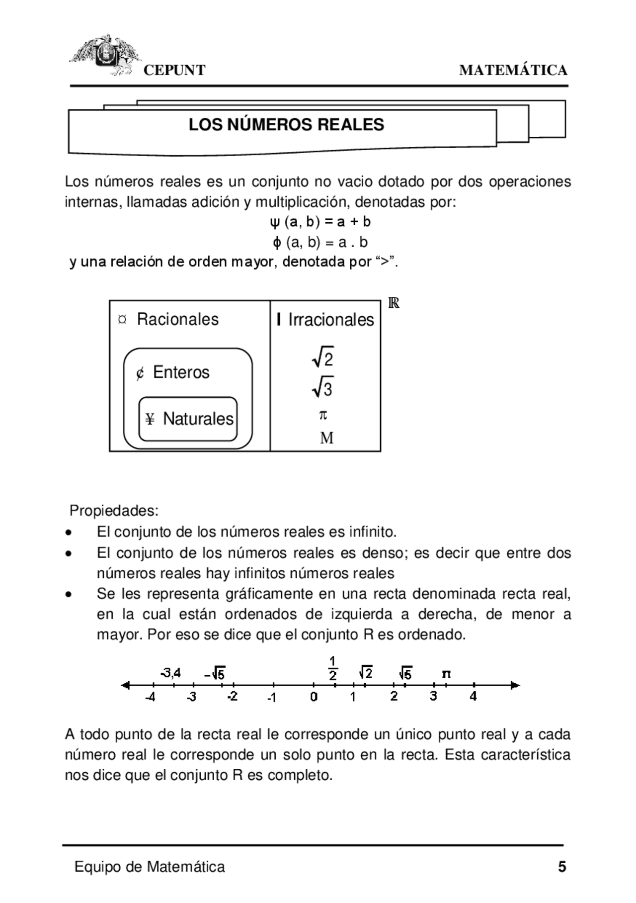 Los números reales | Ejercicios de Matemáticas | Docsity