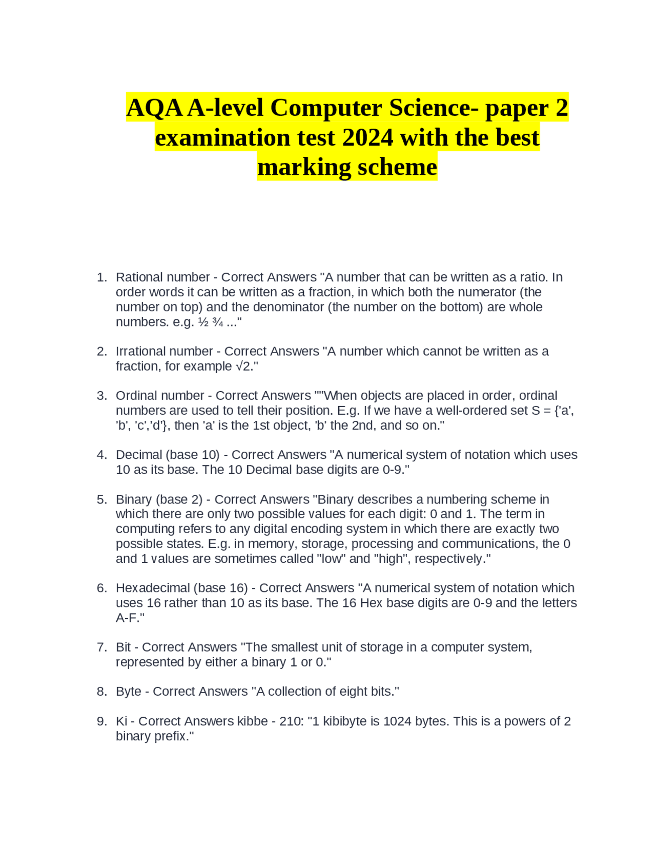 Computer Systems And Networking Fundamentals Exams Computer Science Docsity