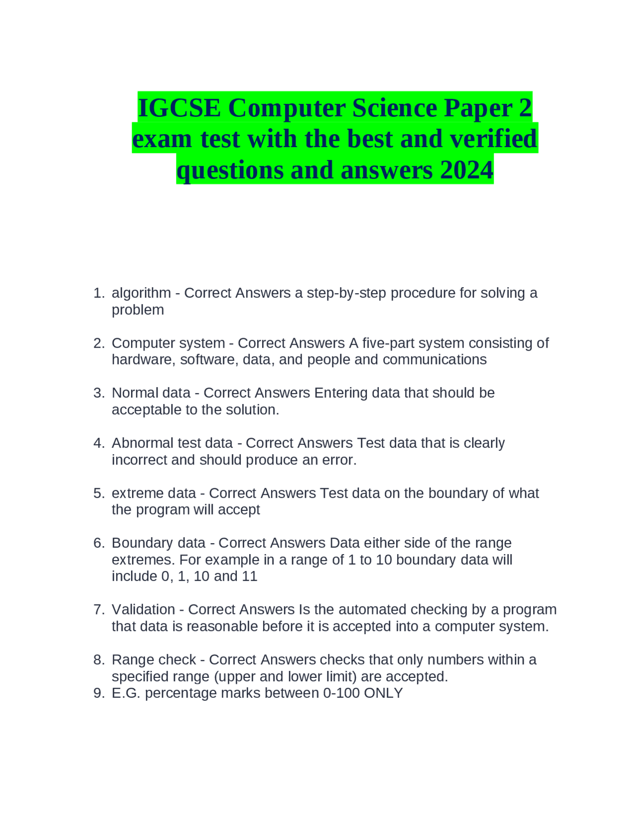 Data Validation and Verification Techniques in Computer Science | Exams ...