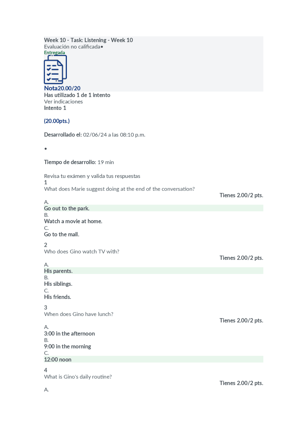 Week 10 - Task: Listening - Week 10 | Exámenes de Inglés Técnico | Docsity