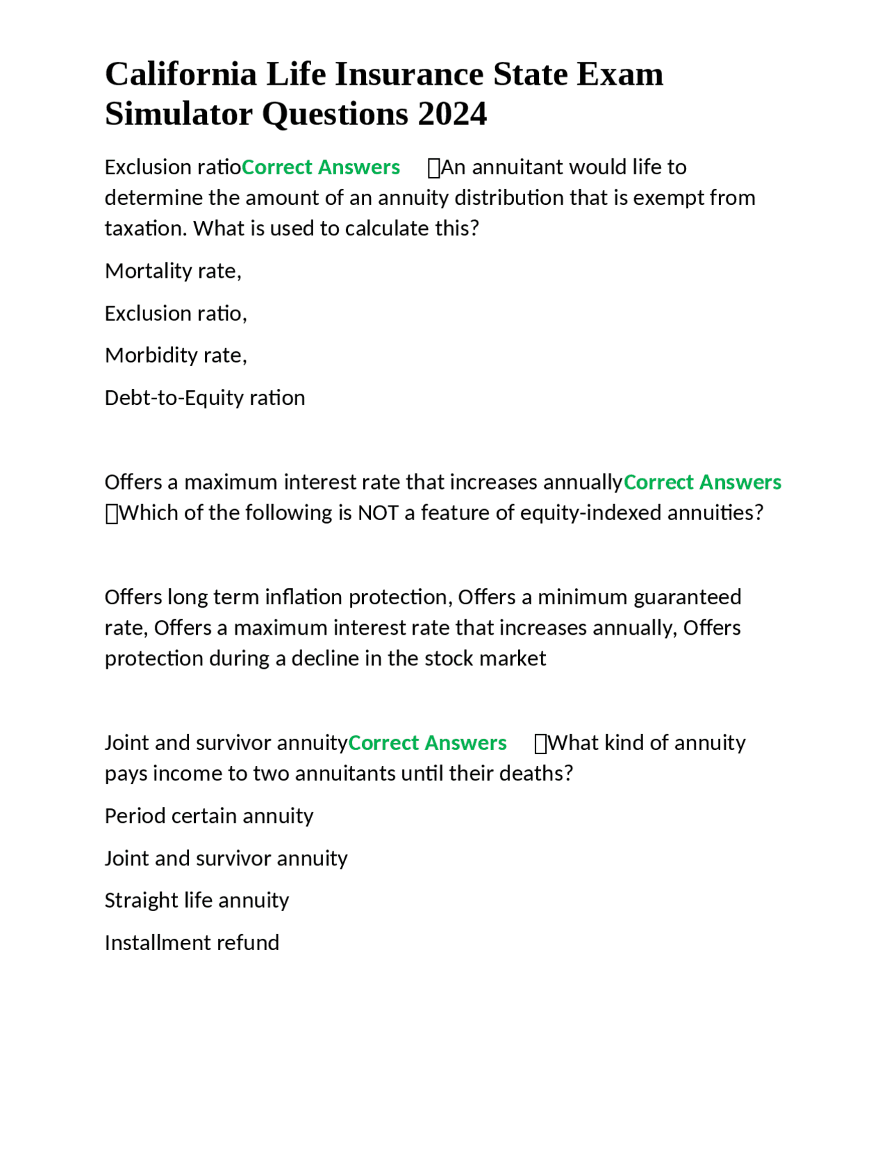 California Life Insurance State Exam Simulator Questions 2024 | Exams ...