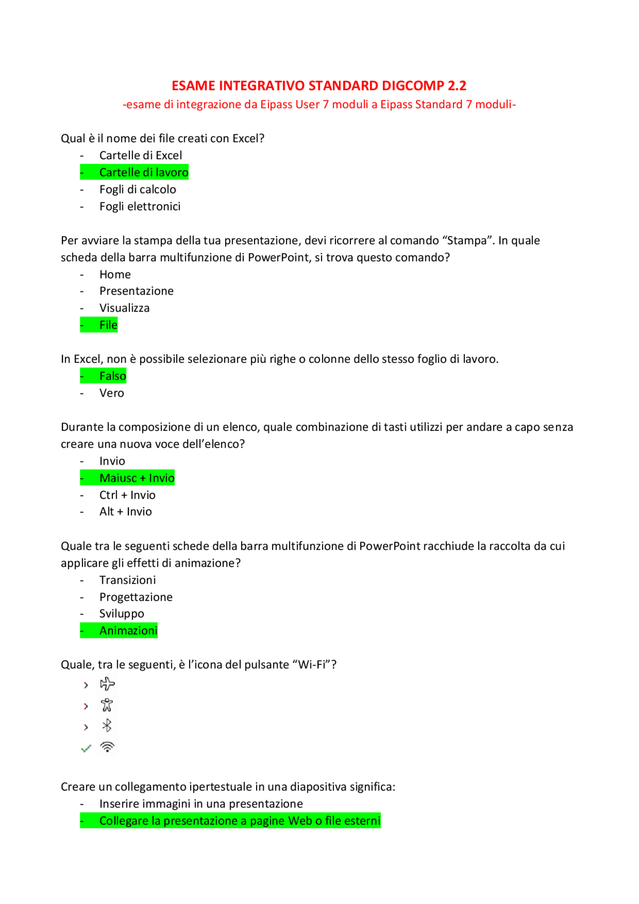 EIPASS esame integrativo STANDARD DigComp 2.2 | Prove d'esame di ...