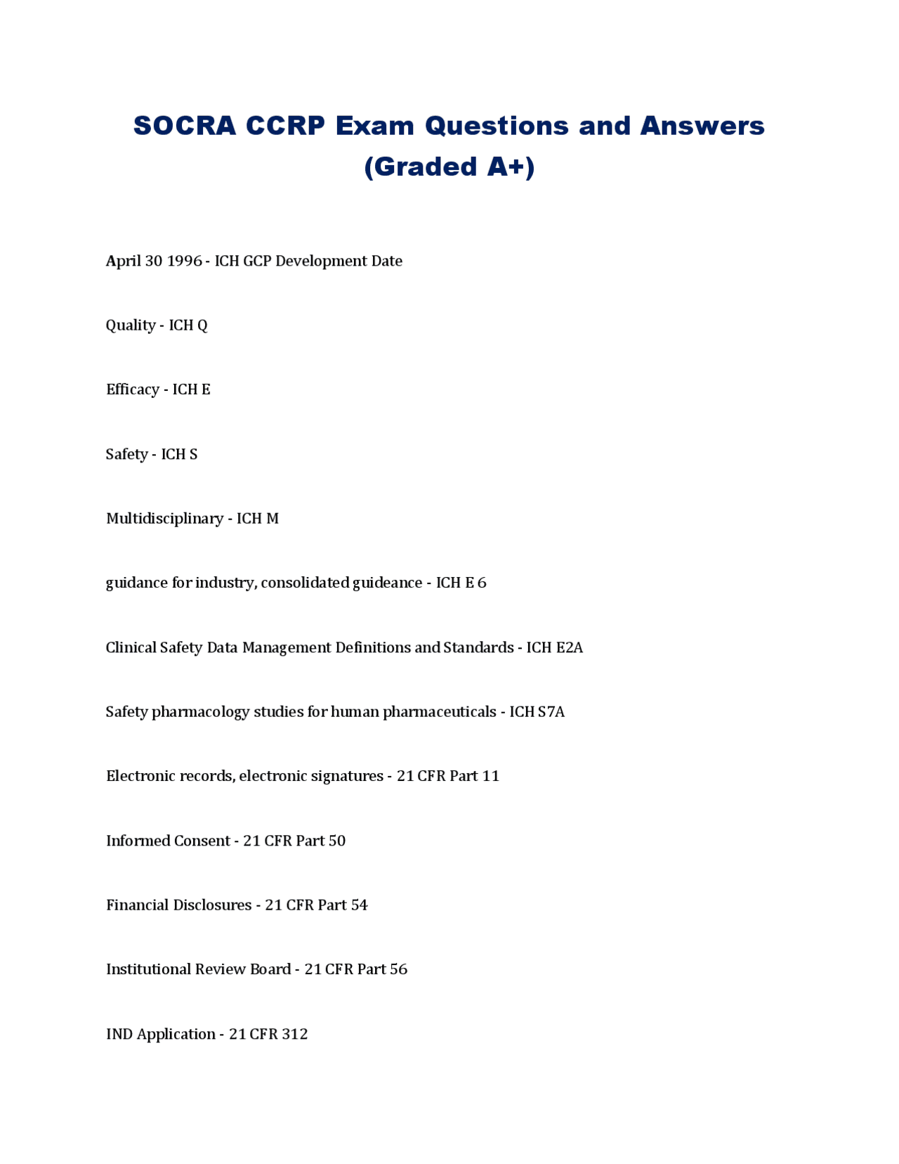 SOCRA CCRP Exam Questions and Answers (Graded A+) | Exams Advanced ...