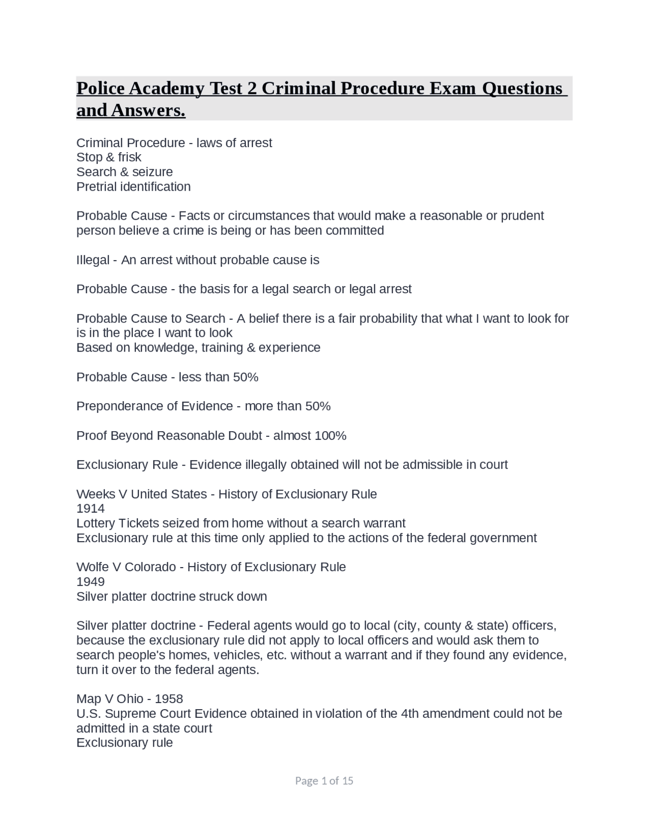Criminal Procedure: Arrest and Search & Seizure Laws | Exams Criminal ...