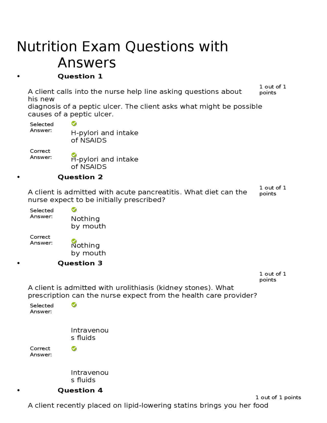 Nutrition Exam Questions with Answers | Exams Nutrition | Docsity