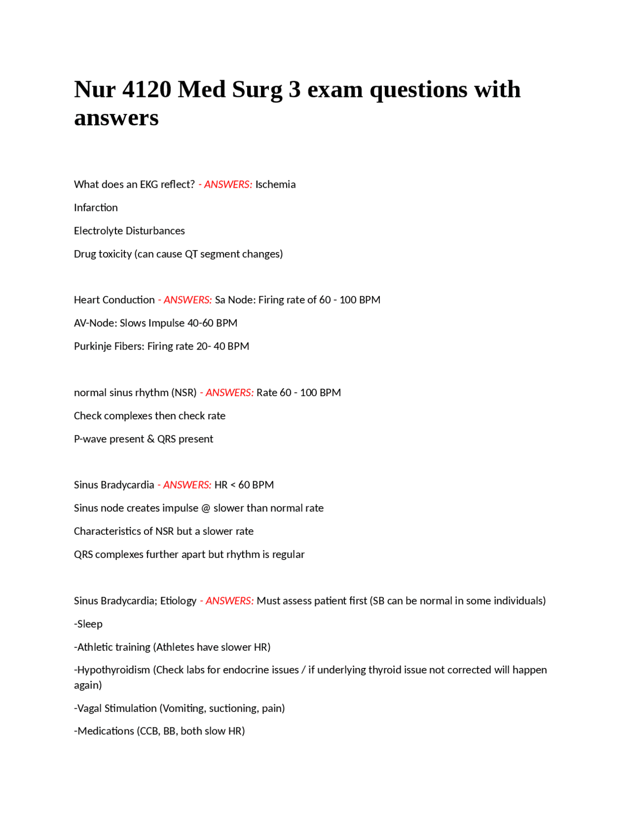 Nur 4120 Med Surg 3 exam questions with answers. | Exams Nursing | Docsity