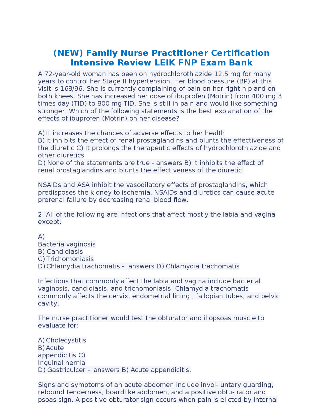 (NEW) Family Nurse Practitioner Certification Intensive Review LEIK FNP ...
