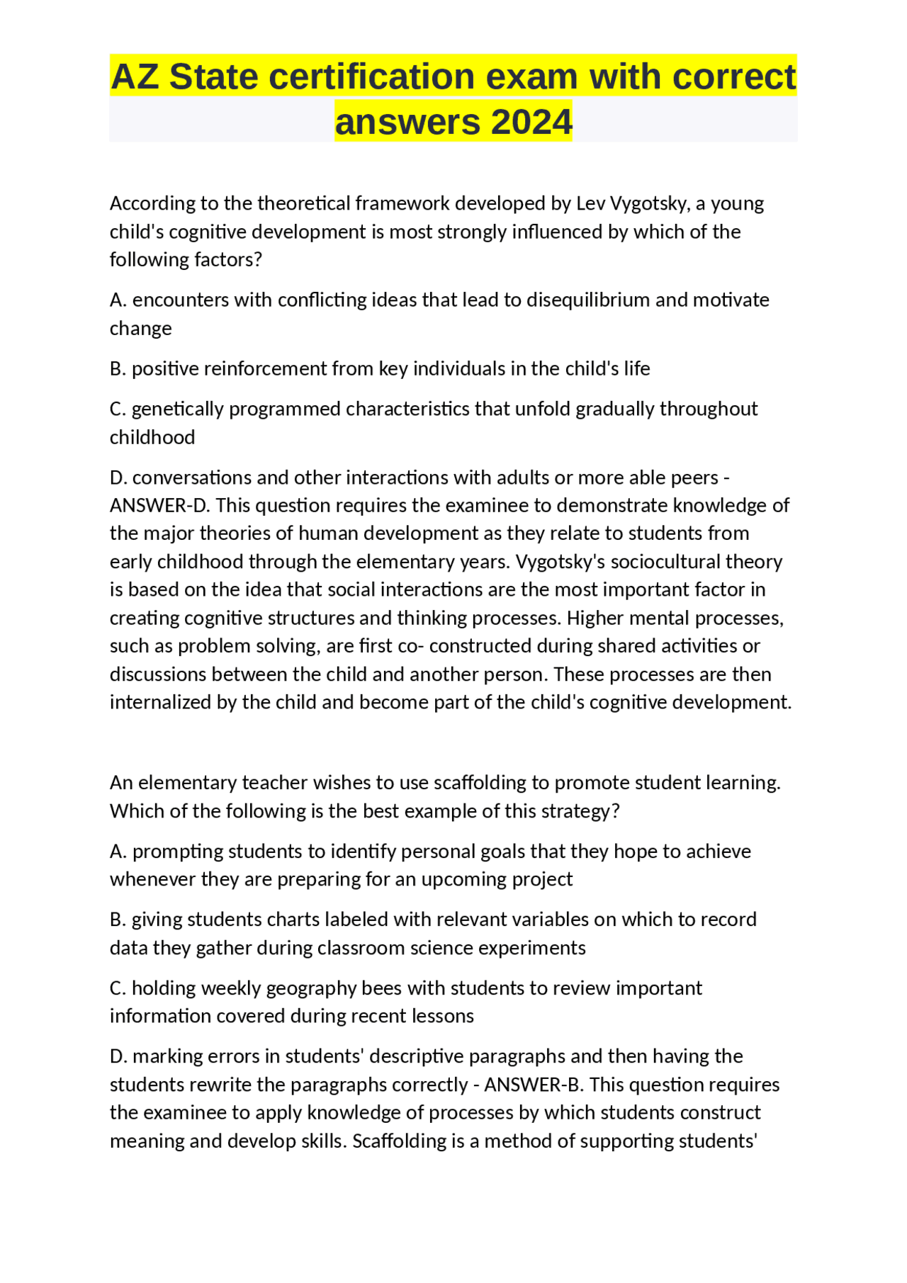 Z State certification exam with correct answers 2024. | Exams United ...