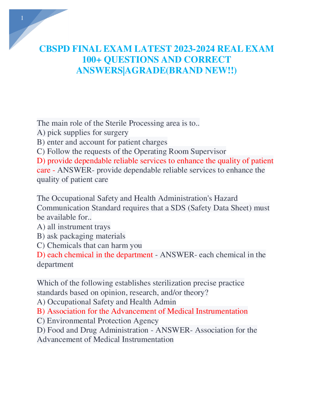 CBSPD FINAL EXAM LATEST 2023-2024 REAL EXAM 100+ QUESTIONS AND CORRECT ...