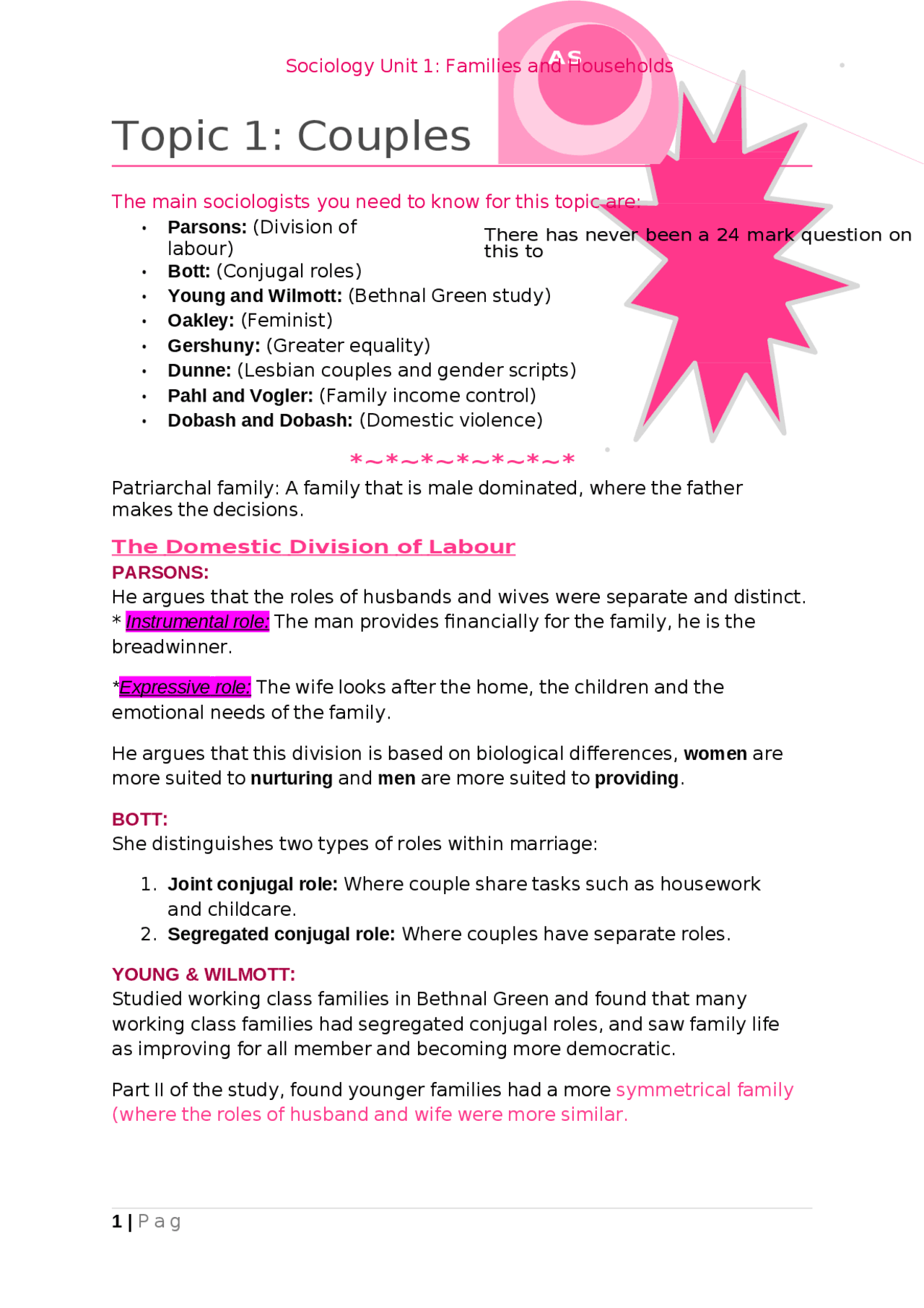 sociology revision guide. | Study notes Sociology | Docsity