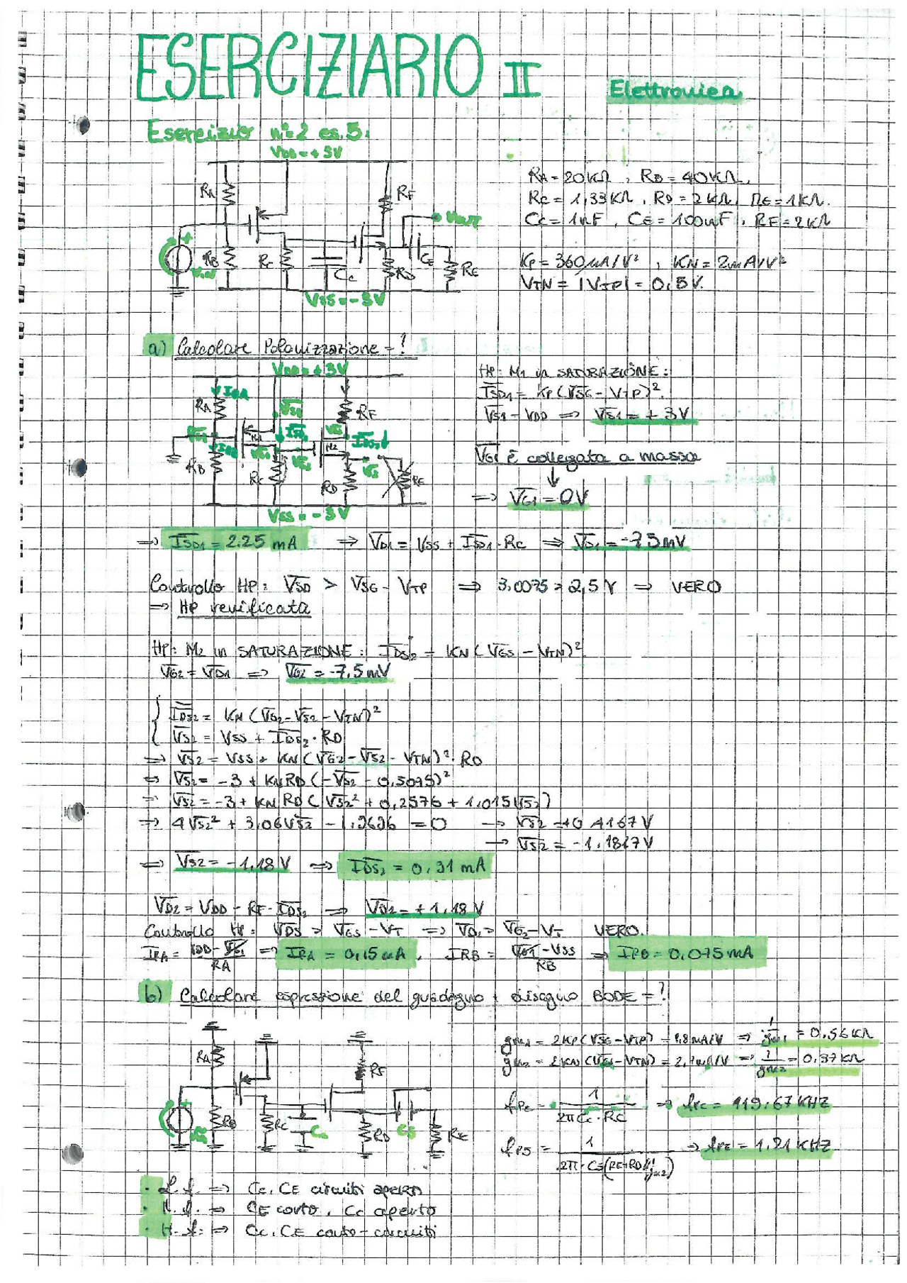 Eserciziario Elettronica parte 2 | Esercizi di Elettronica | Docsity
