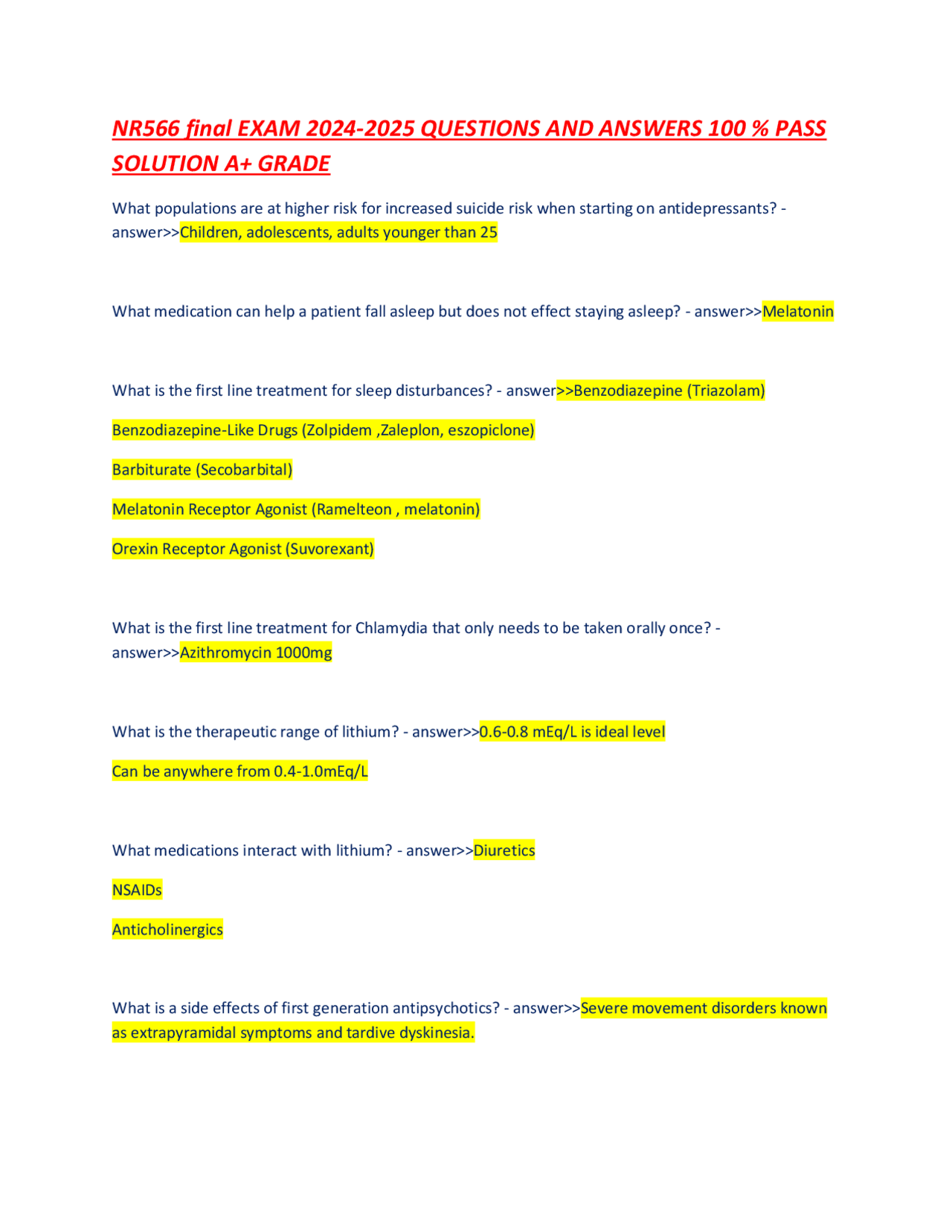 NR566 final EXAM 2024-2025 QUESTIONS AND ANSWERS 100 % PASS SOLUTION A+ ...