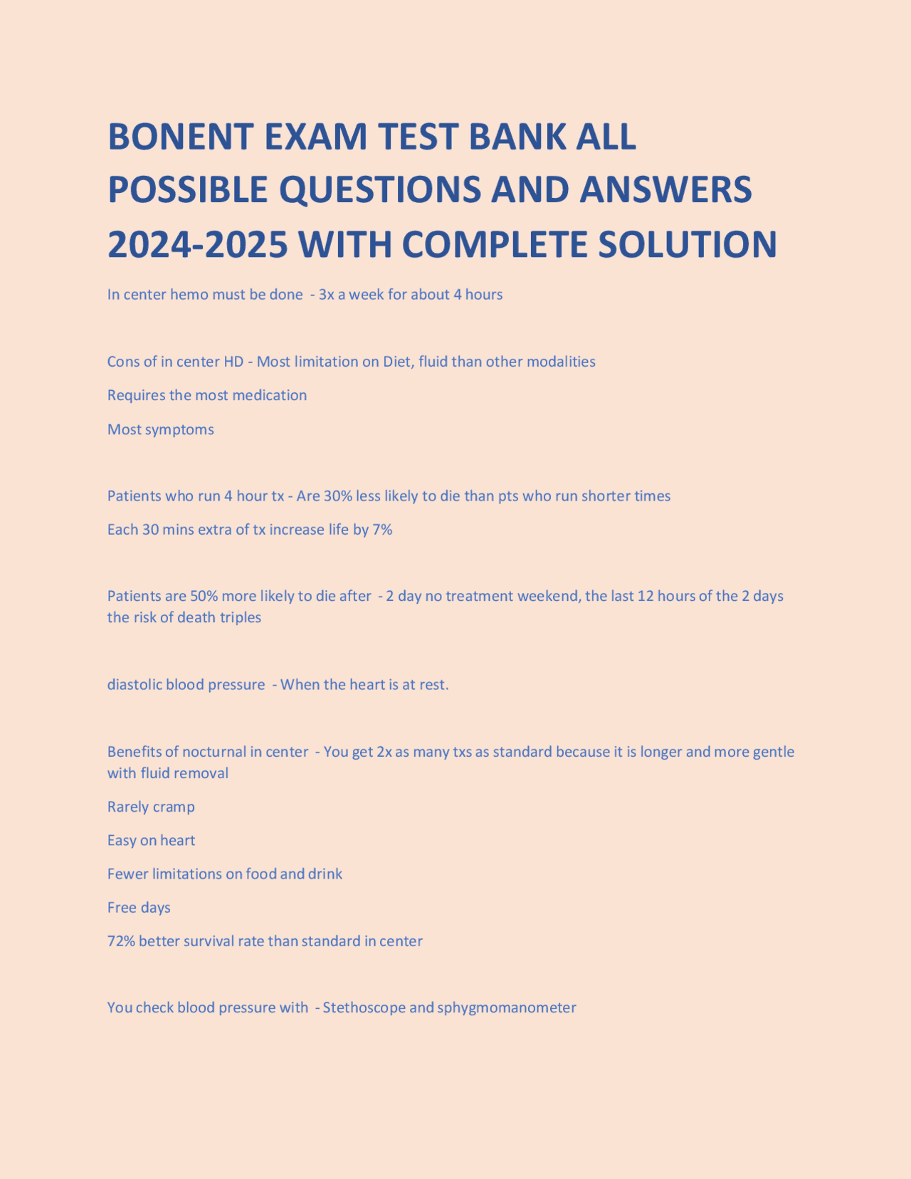 BONENT EXAM TEST BANK ALL POSSIBLE QUESTIONS AND ANSWERS 2024-2025 WITH ...