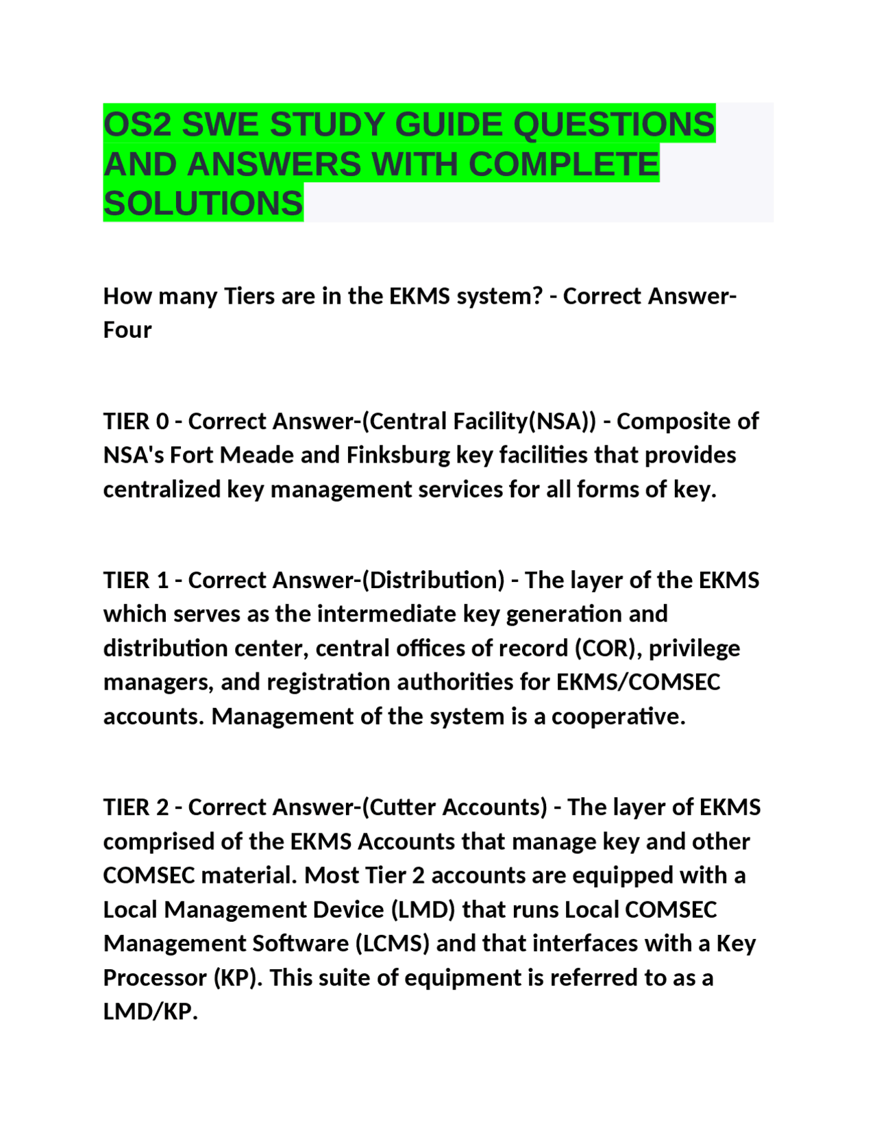 Os2 Swe Study Guide Questions And Answers With Complete Solutions