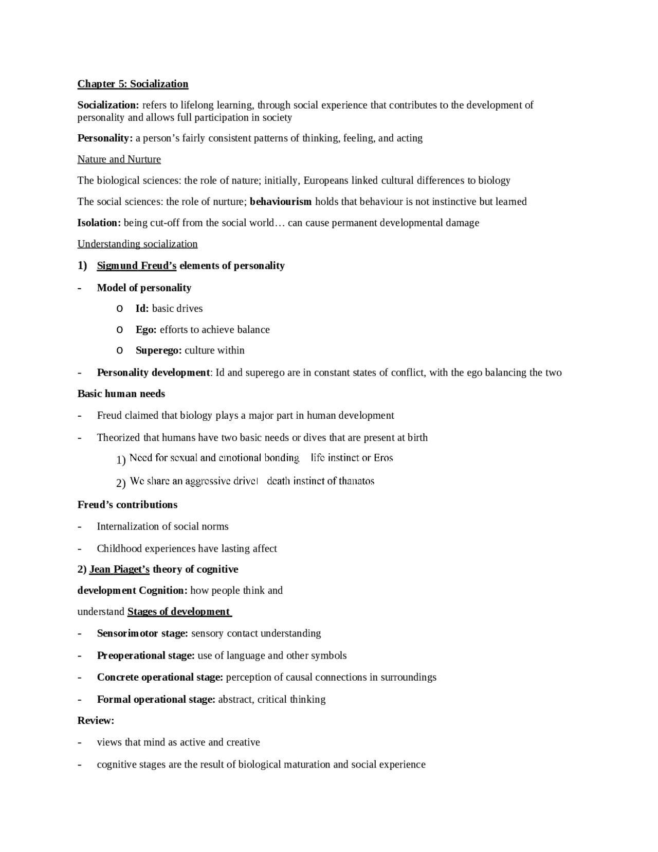 Chapter 5_ Socialization | Exams Sociology | Docsity