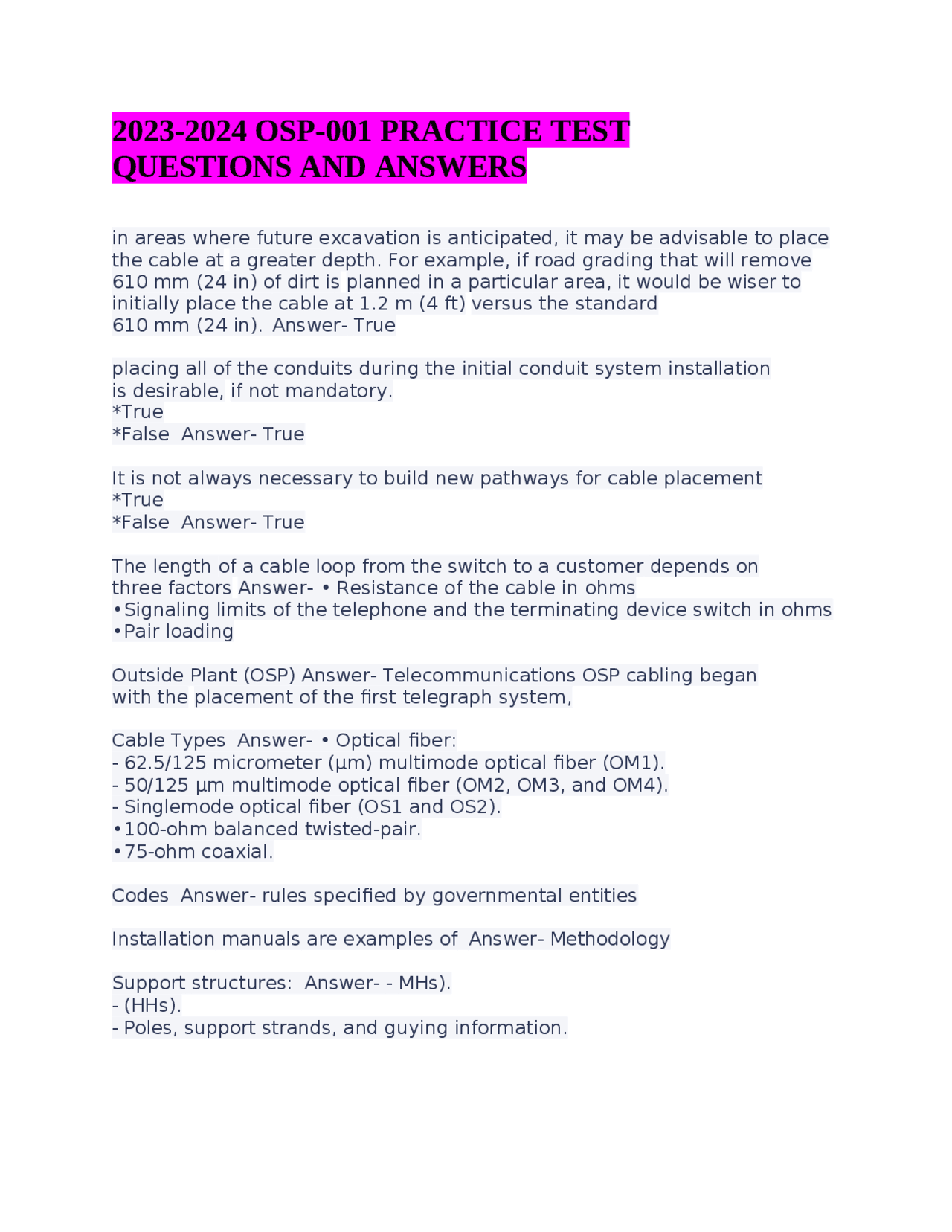 2023-2024 OSP-001 PRACTICE TEST QUESTIONS AND ANSWERS | Exams ...