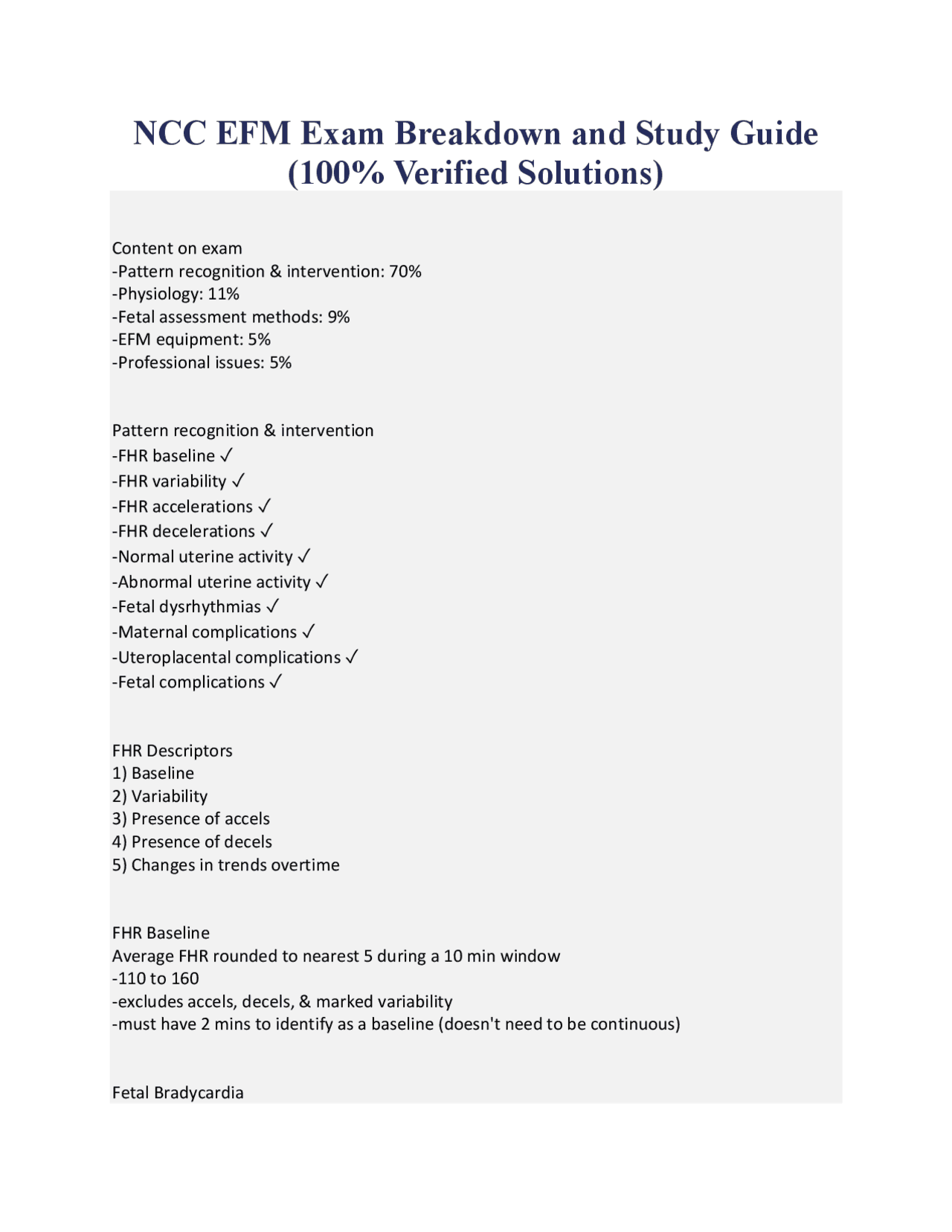 NCC EFM Exam Breakdown and Study Guide (100% Verified Solutions ...