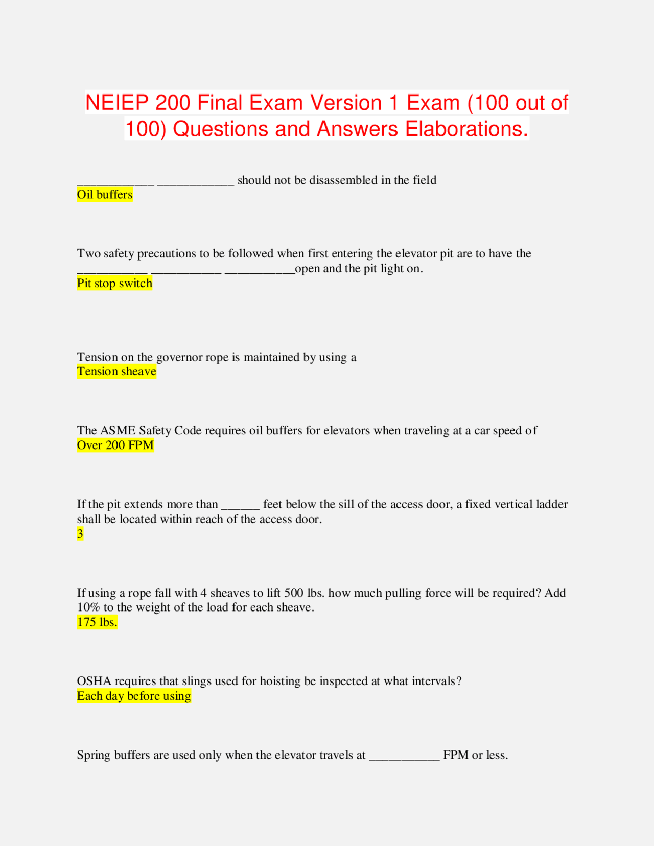 NEIEP 200 Final Exam Version 1 Exam (100 out of 100) Questions and ...