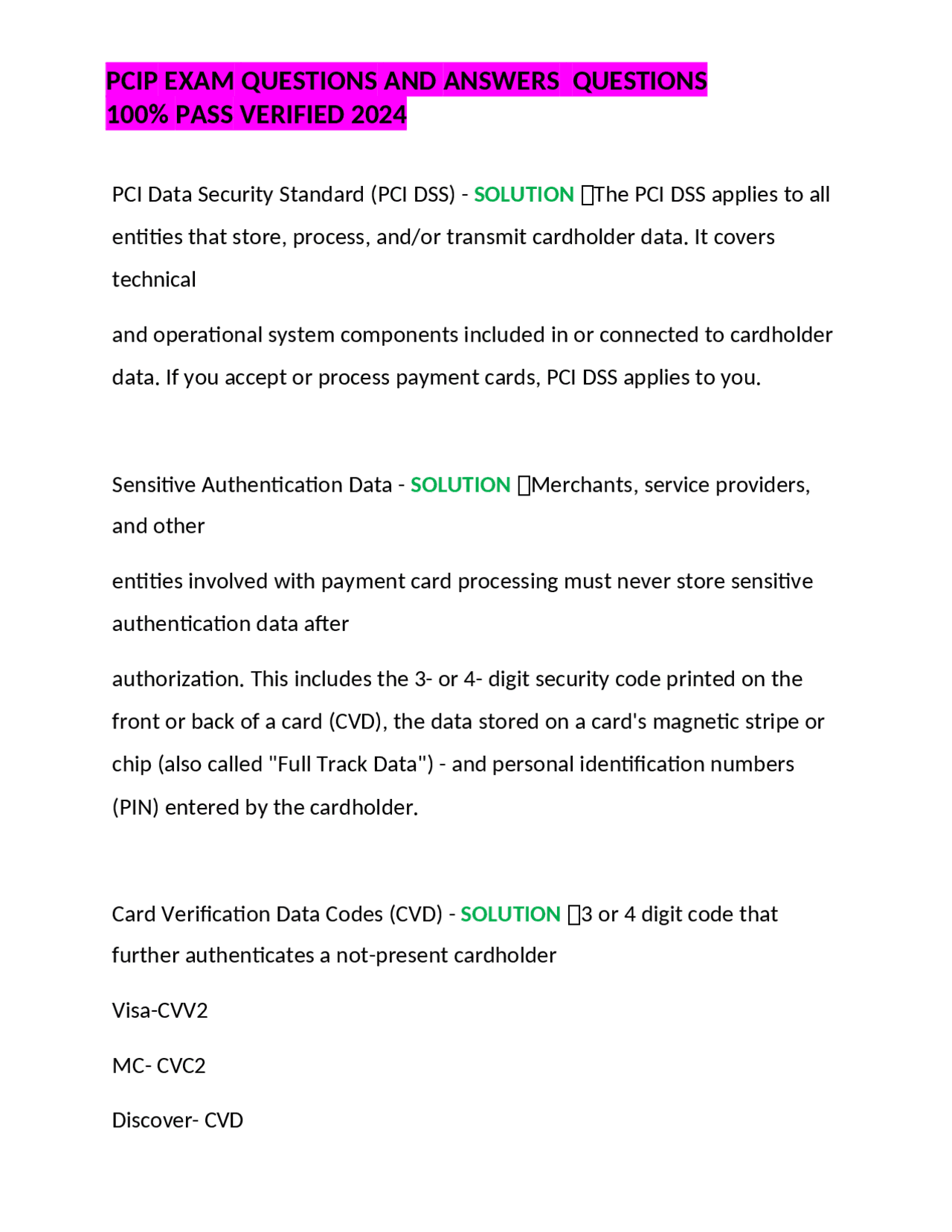 PCIP EXAM QUESTIONS AND ANSWERS QUESTIONS 100% PASS VERIFIED 2024 | Exams Advanced Data Analysis ...