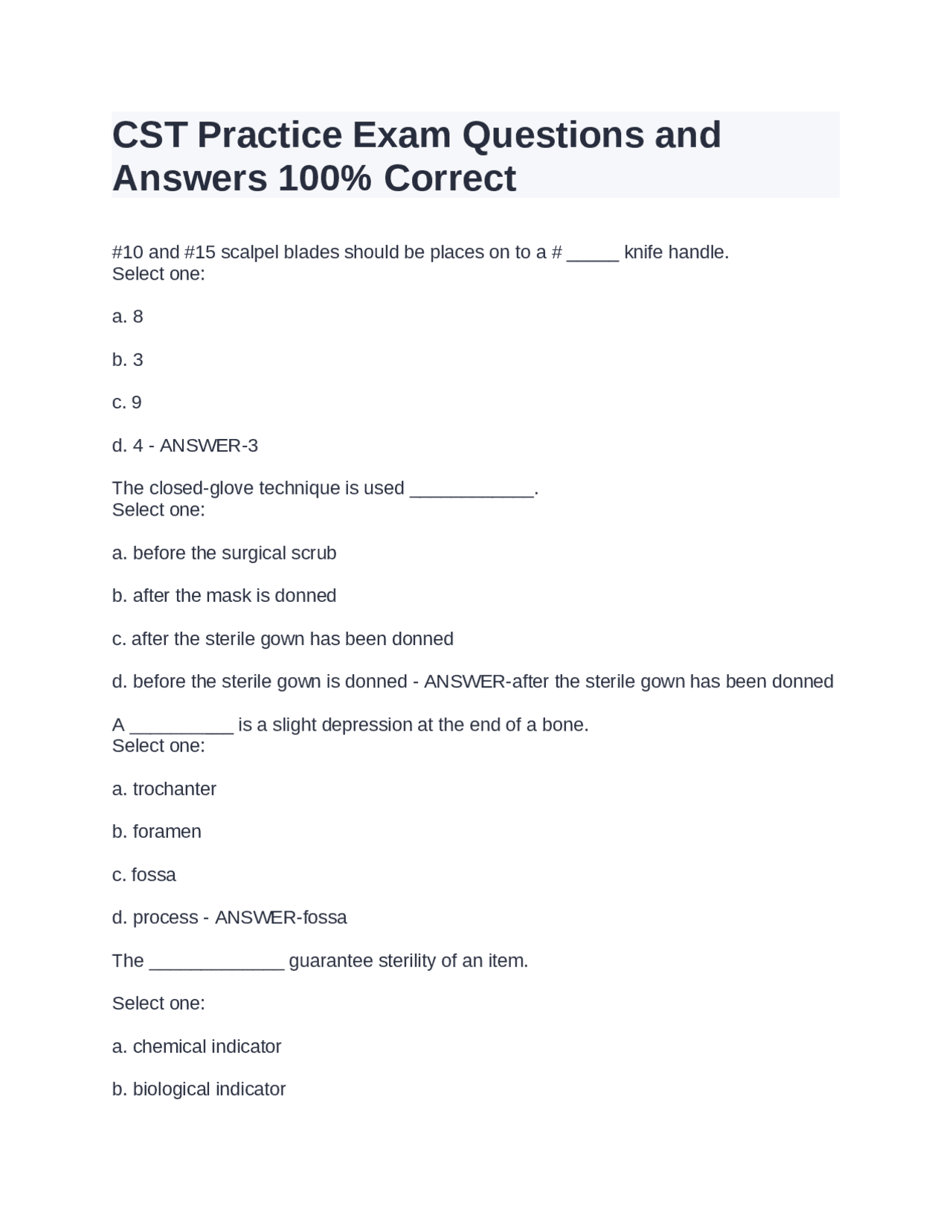 CST Practice Exam Questions and Answers 100% Correct | Exams General ...
