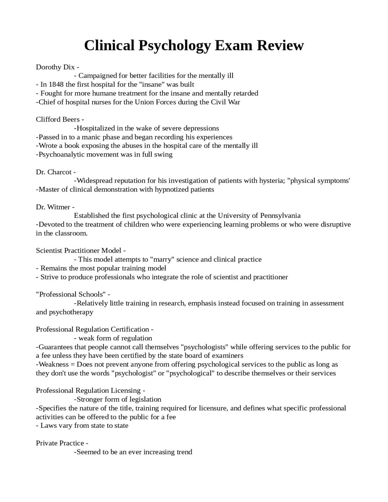 Clinical Psychology Exam Review | Exams Psychology | Docsity