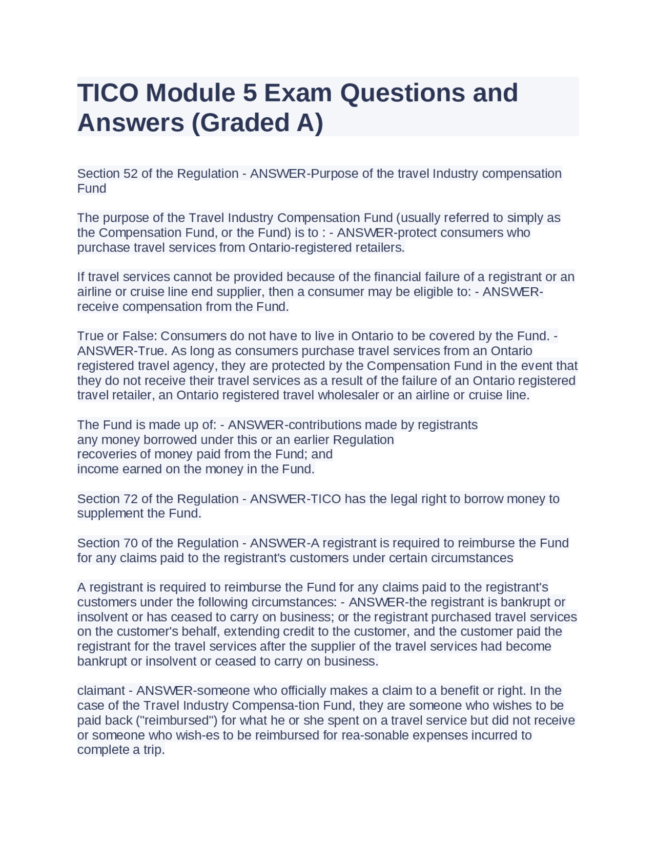 TICO Module 5 Exam Questions and Answers (Graded A) | Exams Transport ...