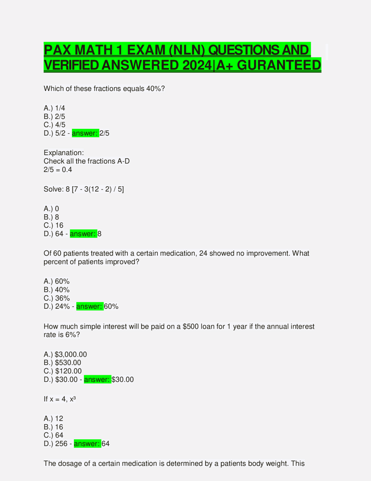 PAX_MATH_1_ExamPAX_MATH_1_Exam | Exams Mathematics | Docsity