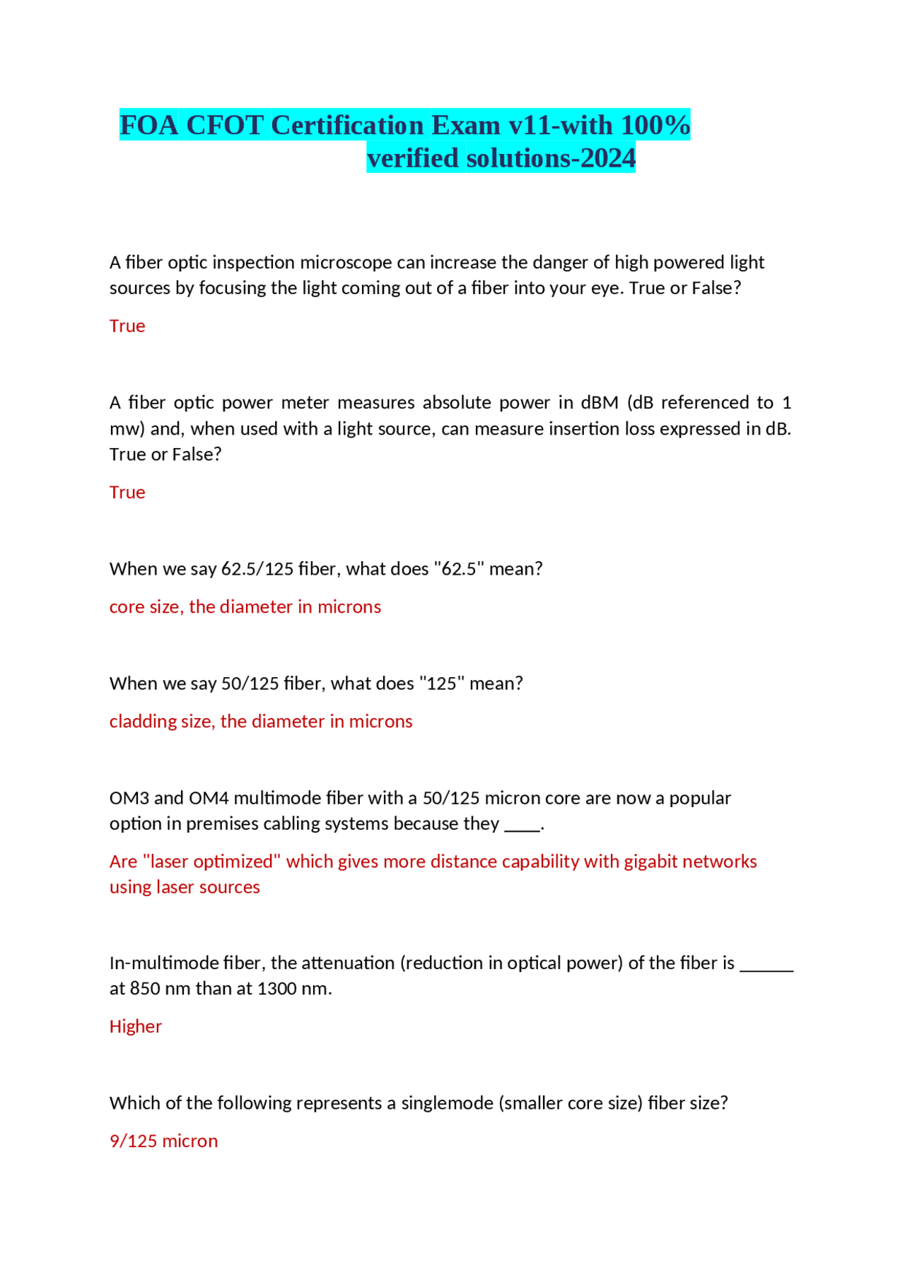 FOA CFOT Certification Exam v11-with 100% verified solutions-2024.docx ...