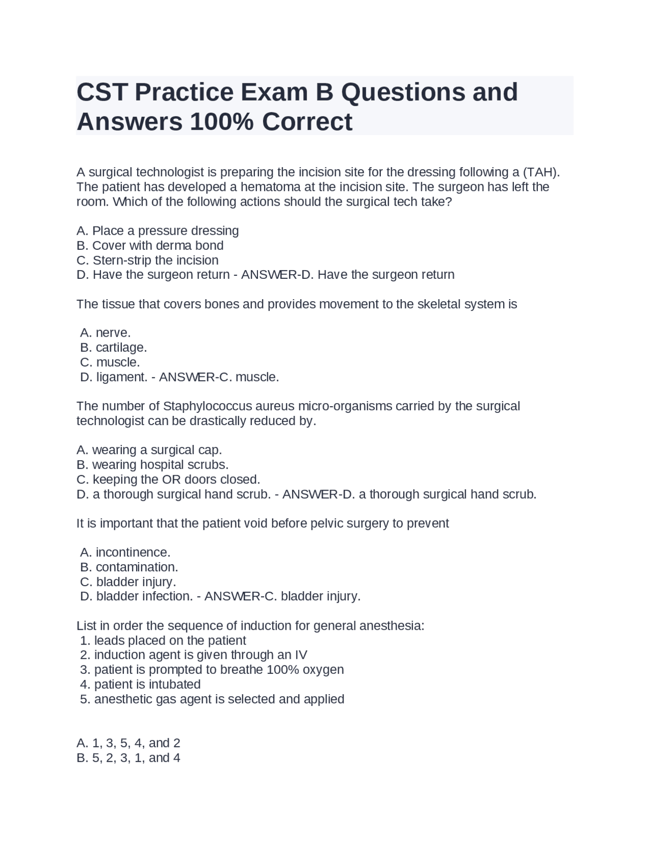 CST Practice Exam B Questions and Answers 100% Correct | Exams General ...