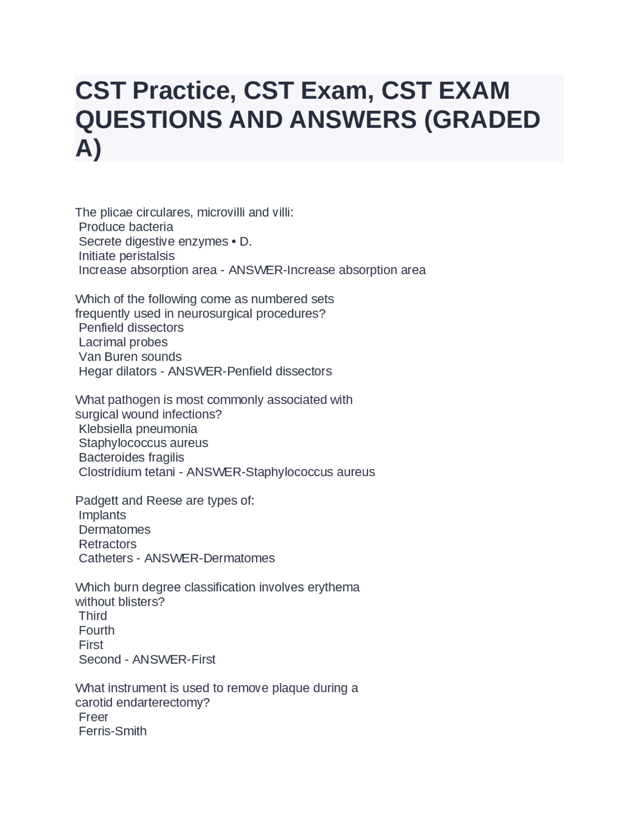 CST Practice, CST Exam, CST EXAM QUESTIONS AND ANSWERS (GRADED A ...