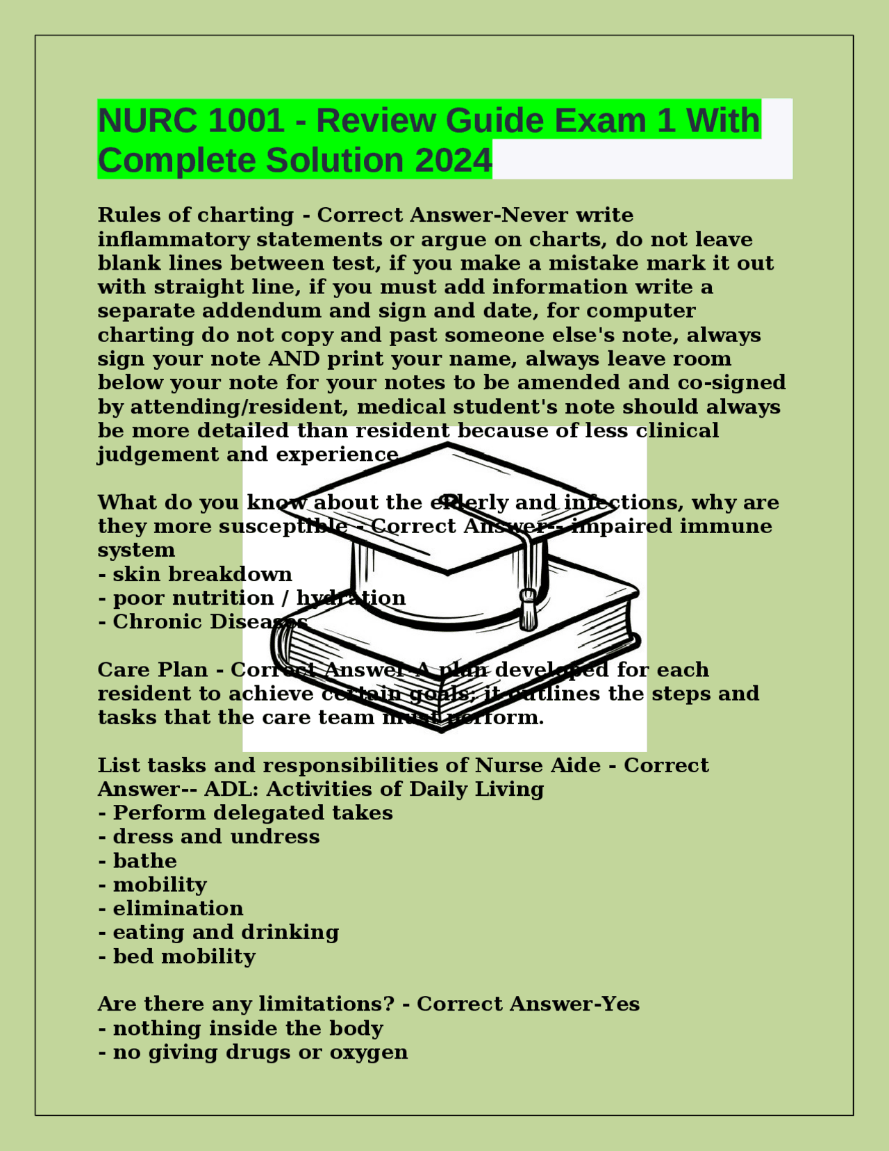 NURC 1001 - Review Guide Exam 1 With Complete Solution 2024 | Exams ...