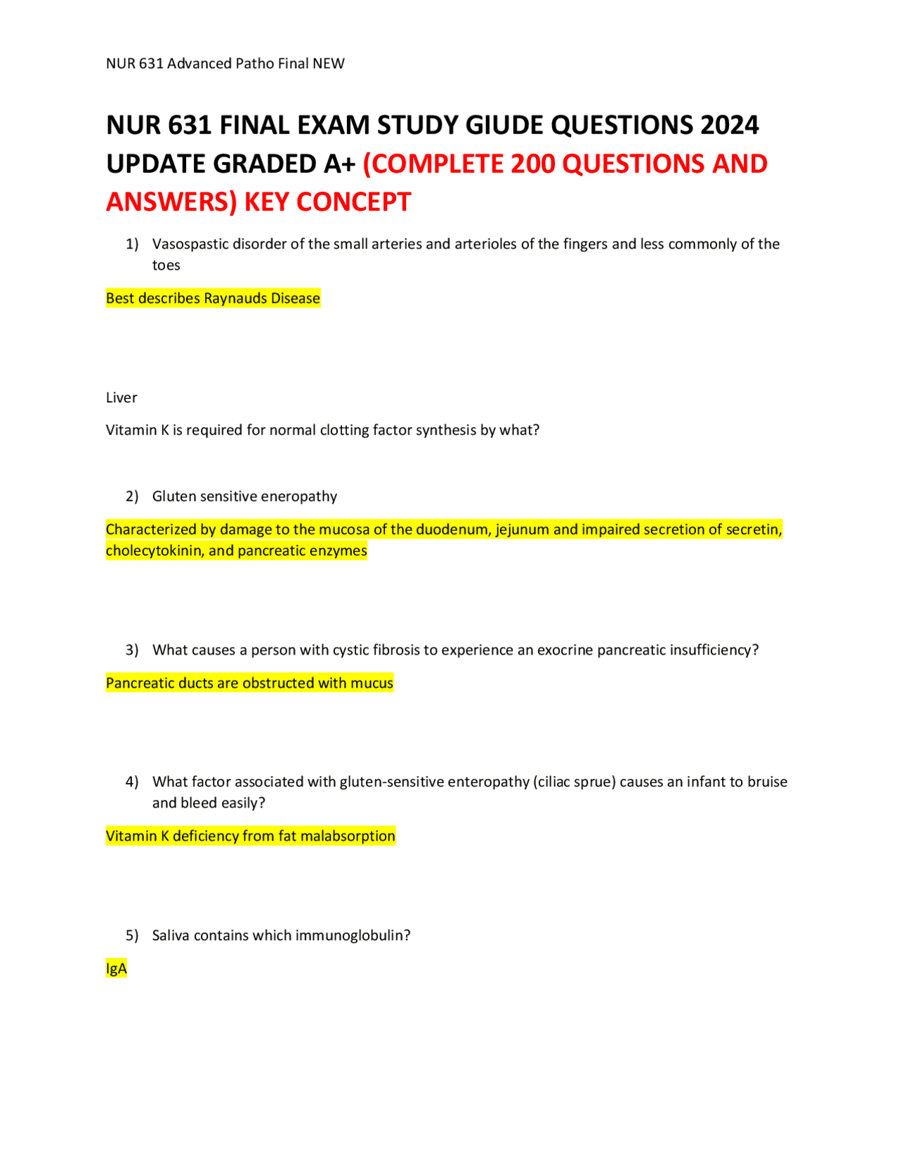 NUR 631 FINAL EXAM STUDY GIUDE QUESTIONS 2024 UPDATE GRADED A+ ...