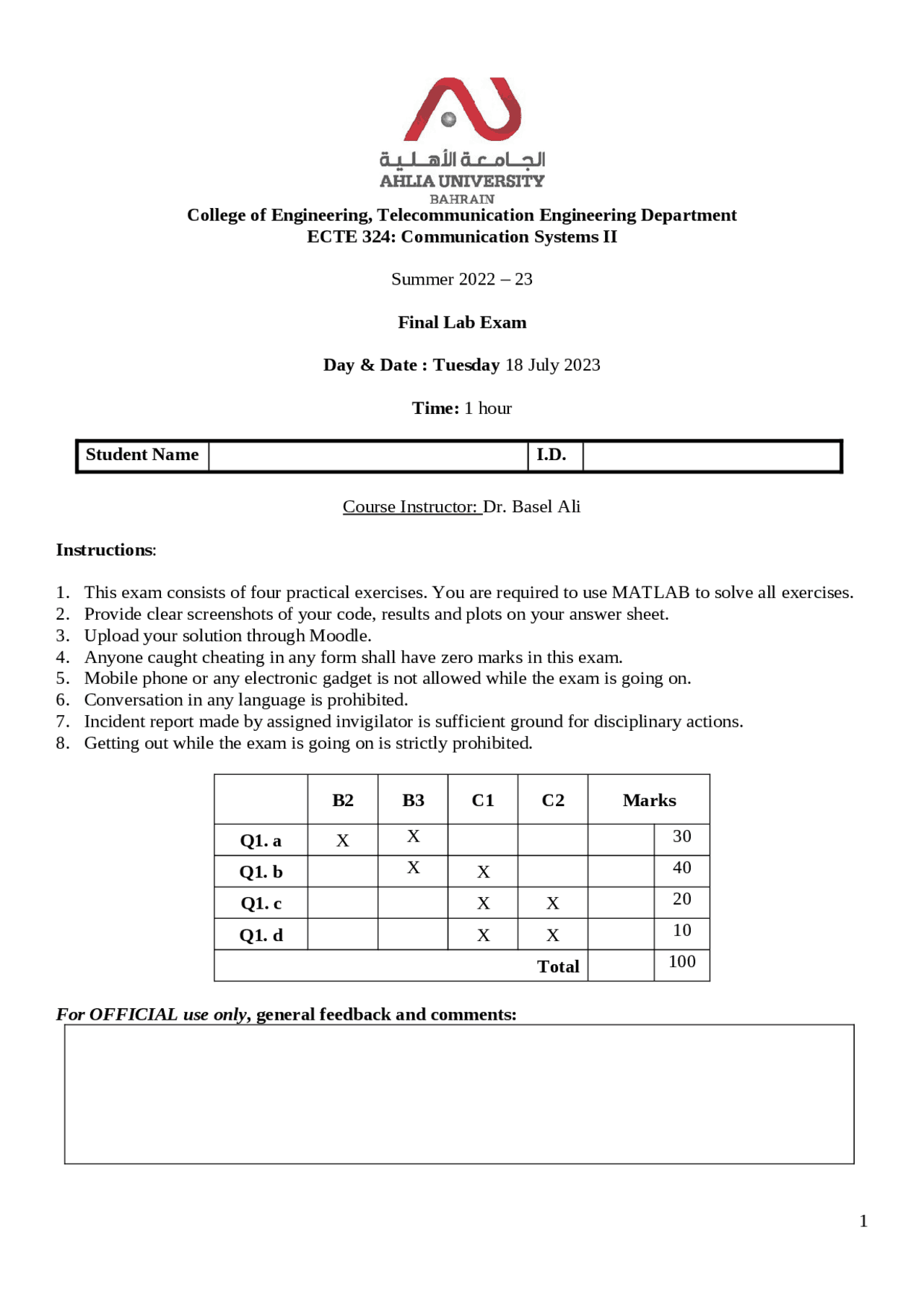 Review final lab of communication system of of Binary Phase Shift Keying (BPSK) | Exams Digital ...