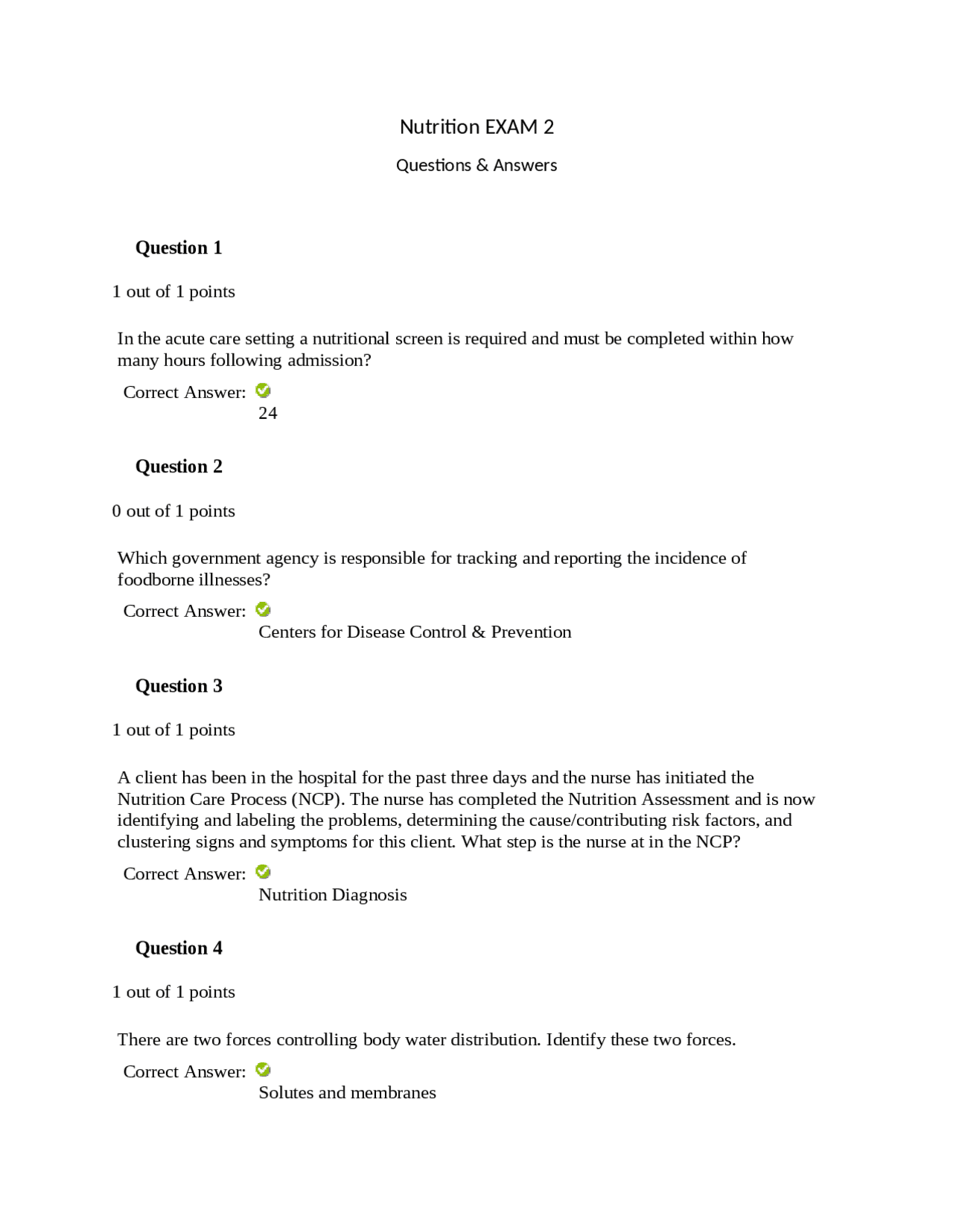Nutrition EXAM 2 Questions and Answers 2024-2025 Correct Updates ...