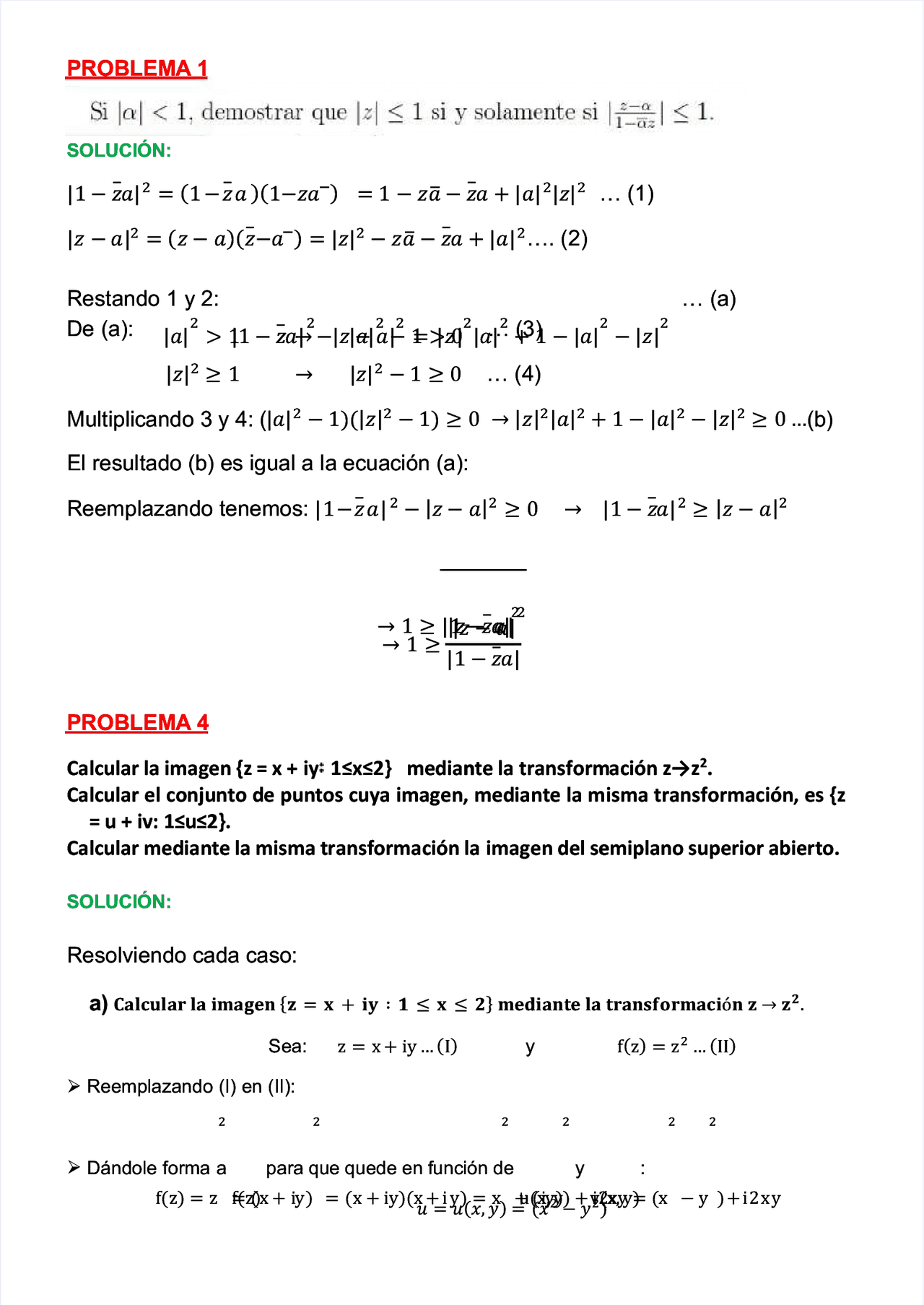 Problemas resueltos de números complejos | Apuntes de Matemáticas | Docsity