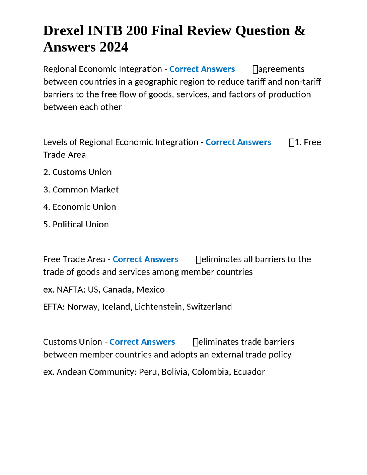 Drexel INTB 200 Final Review Question & Answers 2024 | Exams Nursing ...