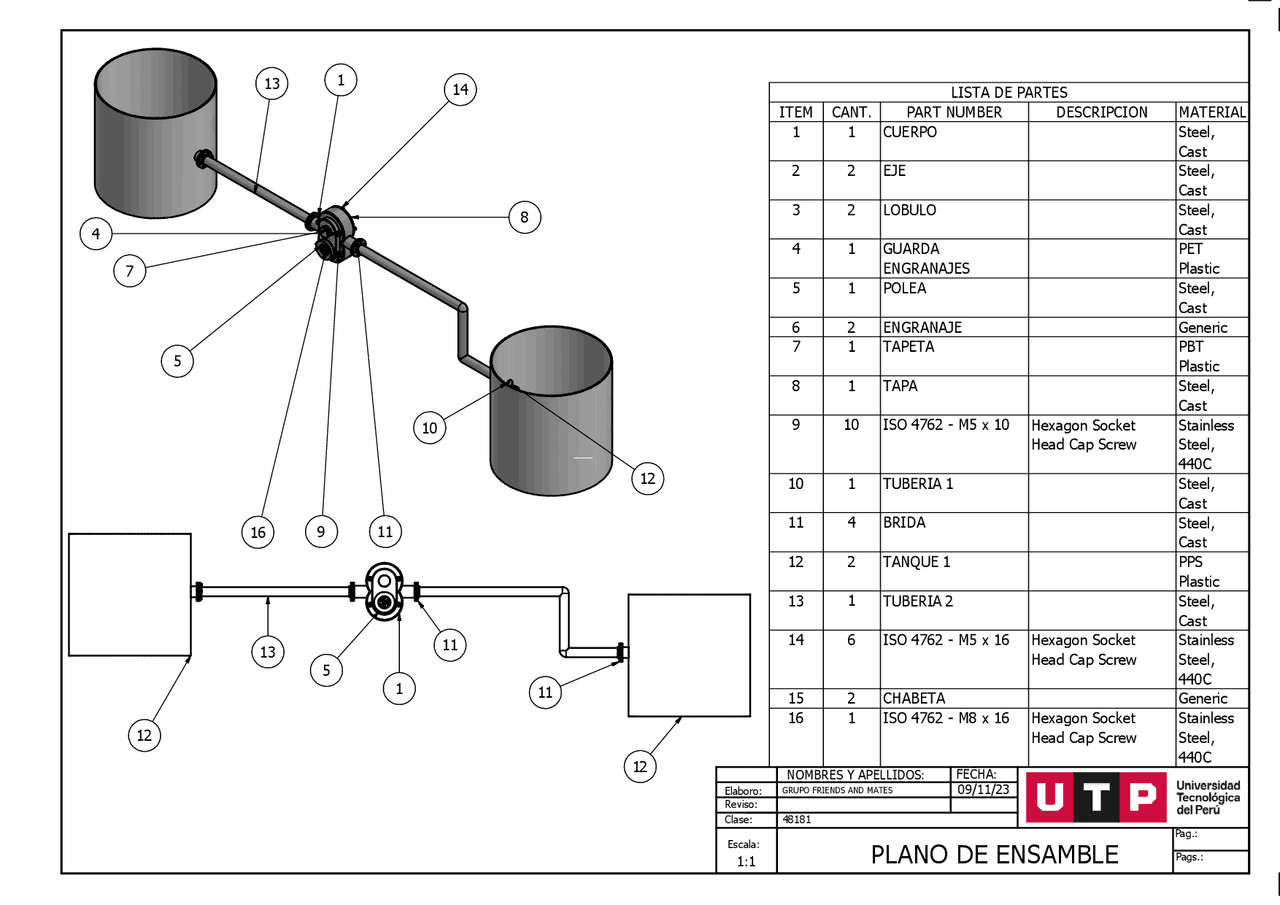 Plano de ensamble de un mecanismo industrial | Esquemas y mapas ...