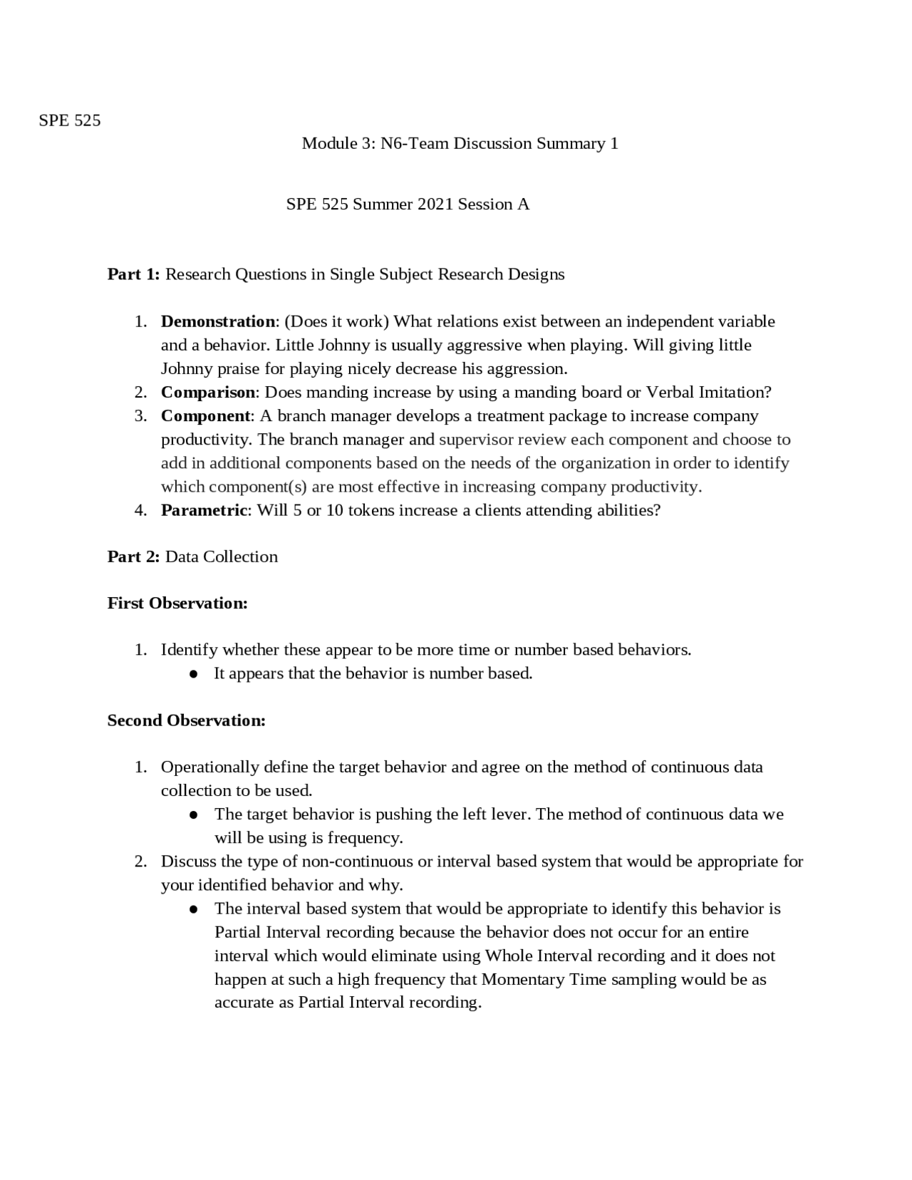 SPE 525 Module 3: N6-Team Discussion Summary 1SPE 525 Summer | Lecture ...
