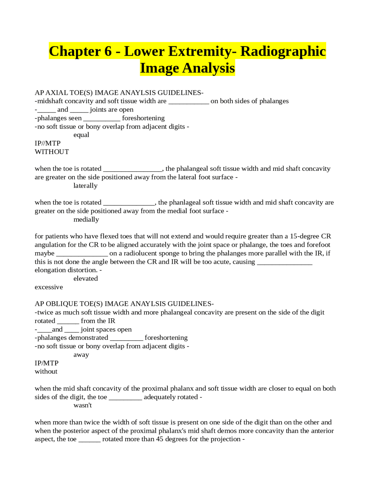 Chapter 6 - Lower Extremity- Radiographic Image Analysis | Exams ...