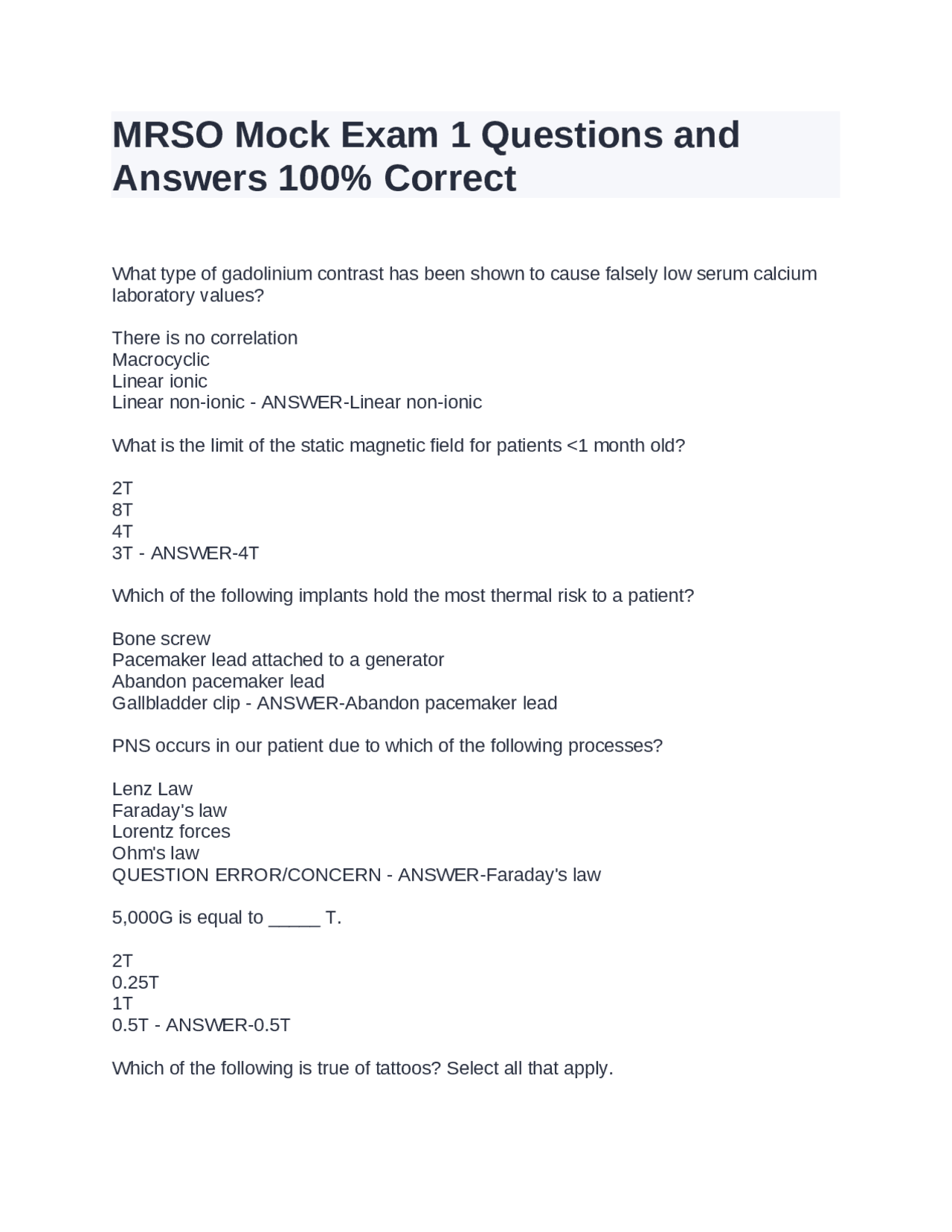 MRSO Mock Exam 1 Questions and Answers 100% Correct | Exams Workplace ...