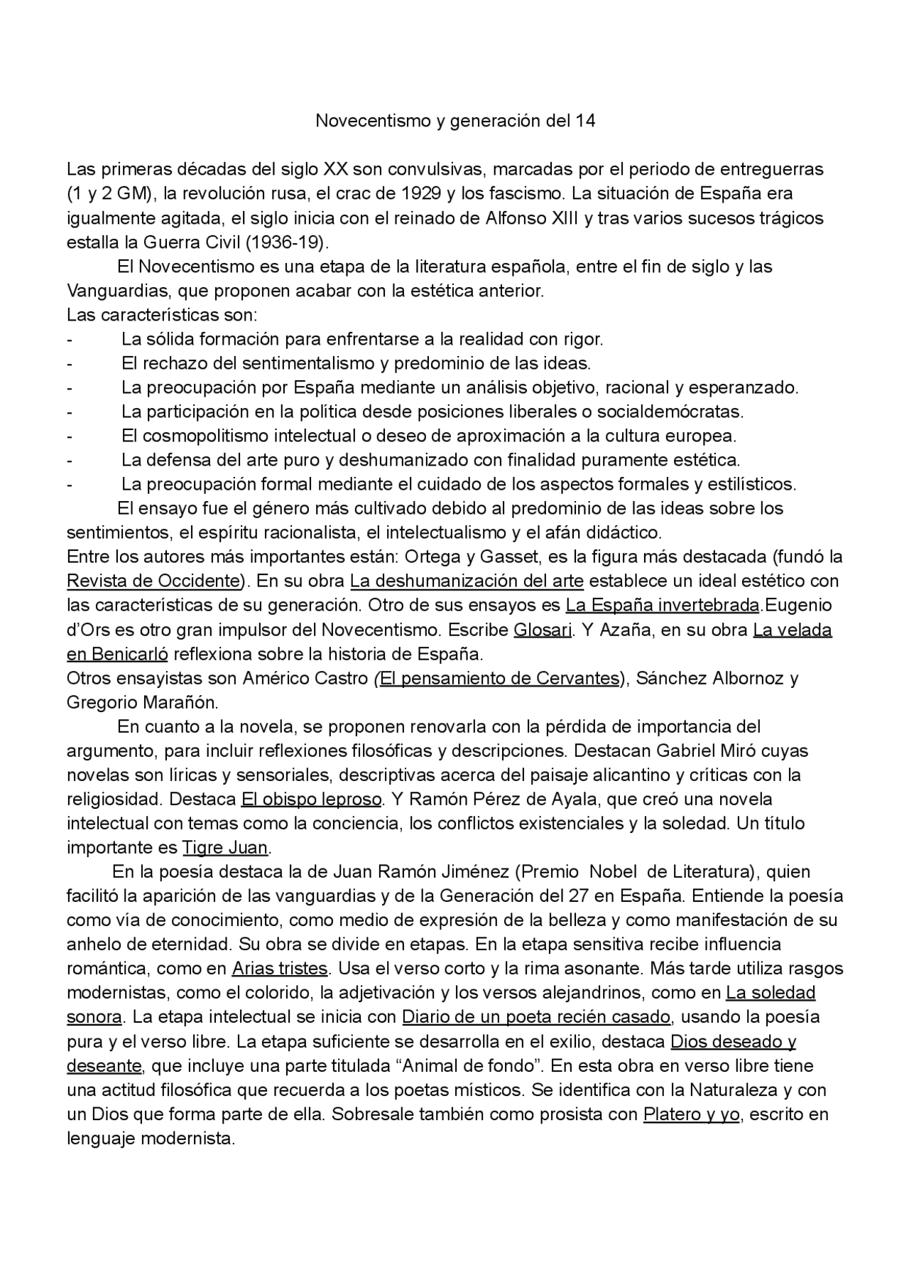 Novecentismo y la generación del 14: el ensayo, la novela novecentista ...