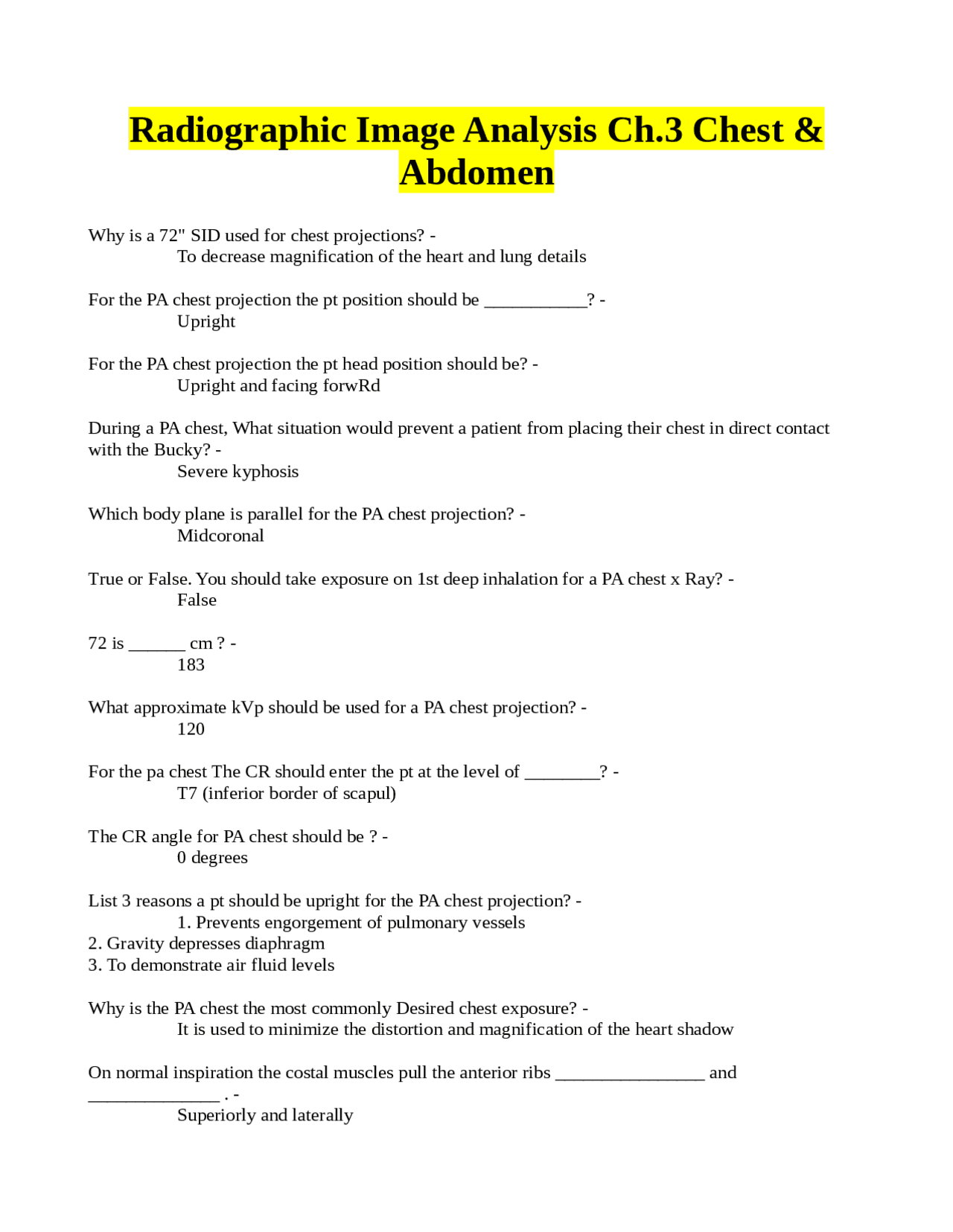 Radiographic Image Analysis Ch.3 Chest & Abdomen | Exams Radiography ...