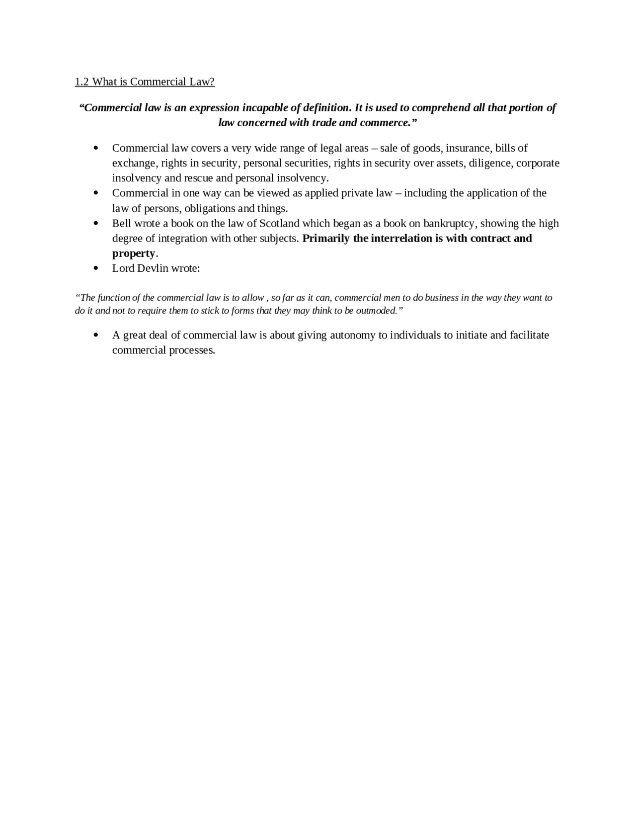 What is Commercial Law | Study notes Commercial Law | Docsity