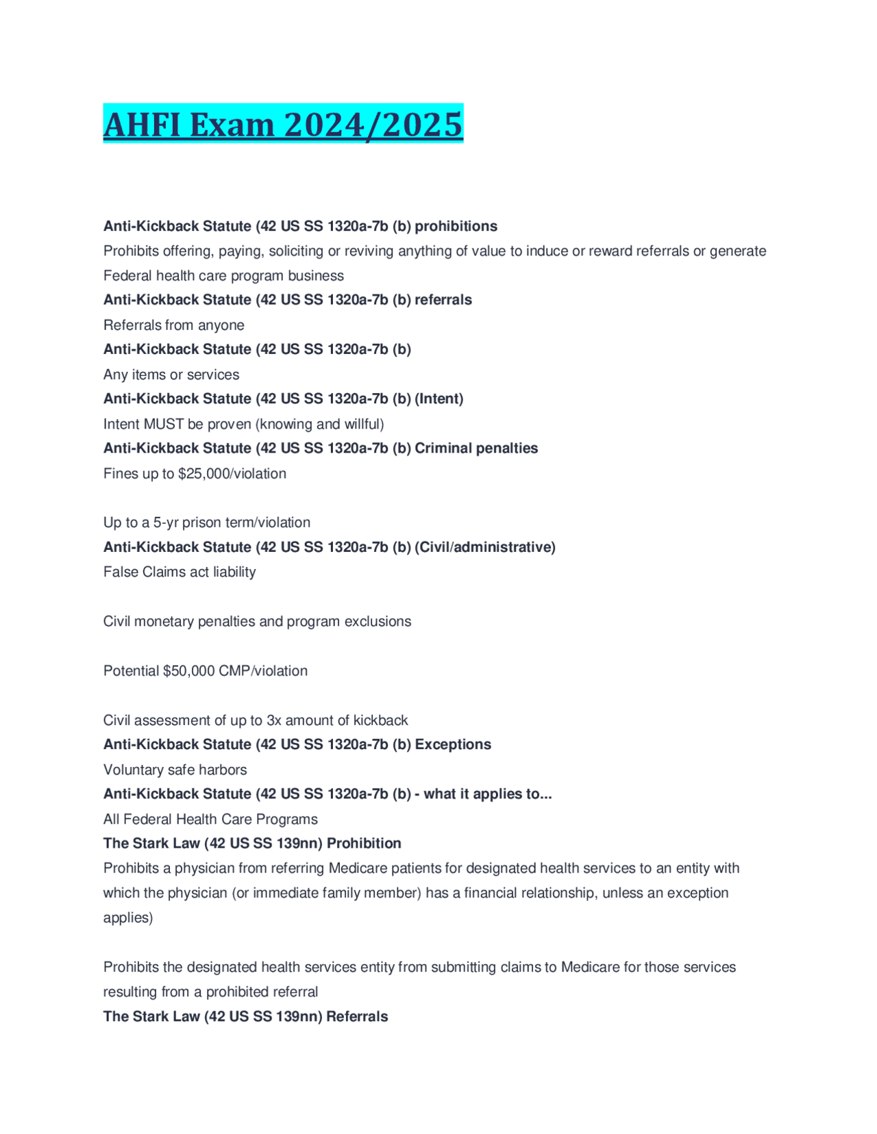 AHFI Exam 2024/2025 QUESTIONS AND ANSWERS | Study Guides, Projects ...