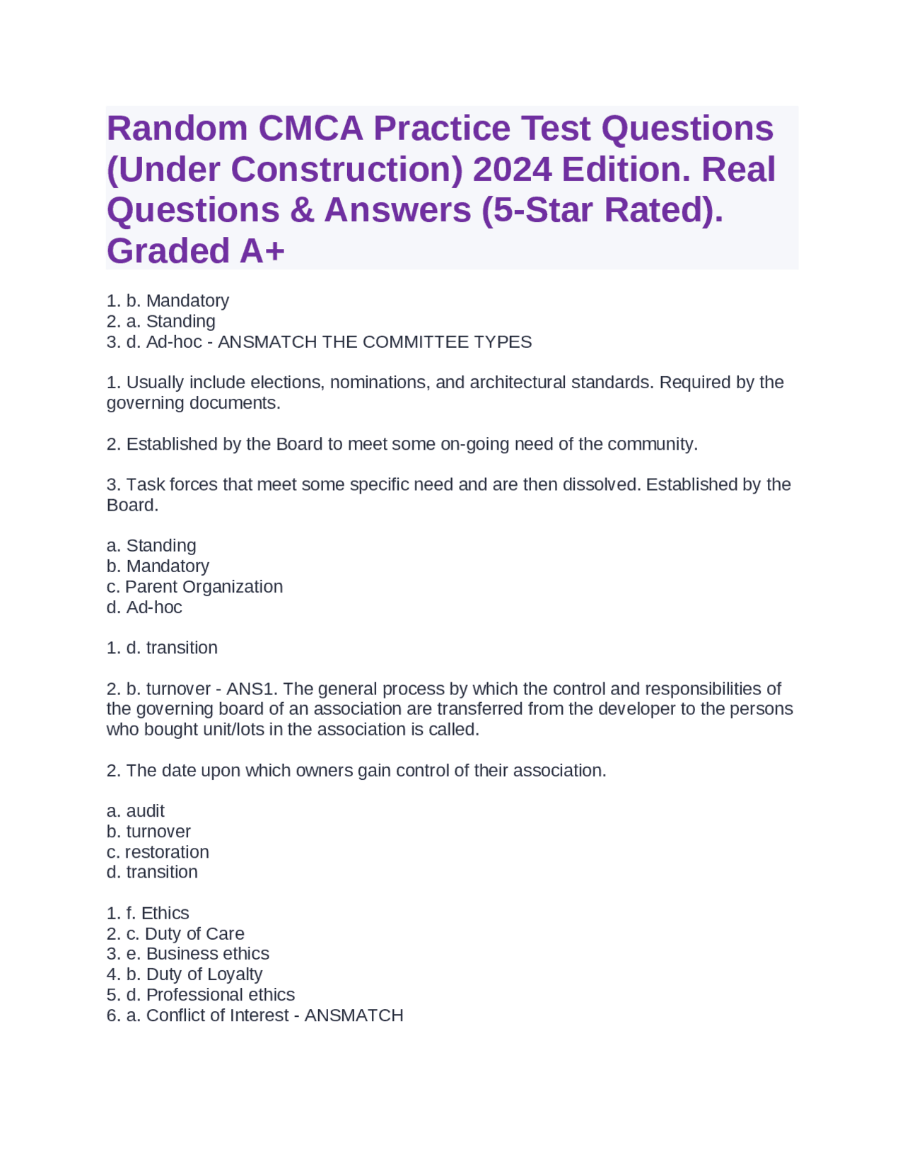 Random CMCA Practice Test Questions (Under Construction) 2024.Questions ...